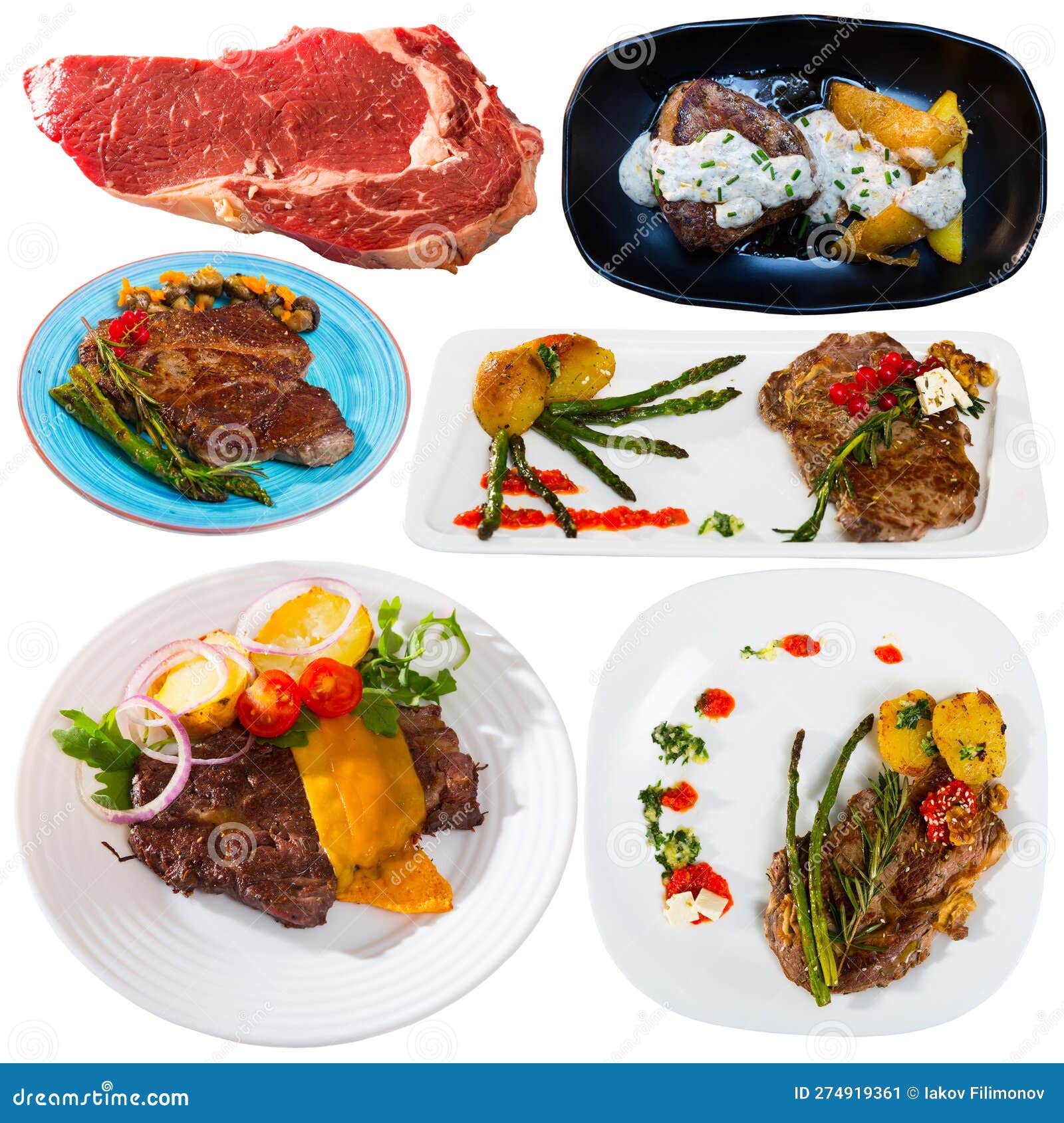 Set of various beef dishes stock image. Image of pieces - 274919361