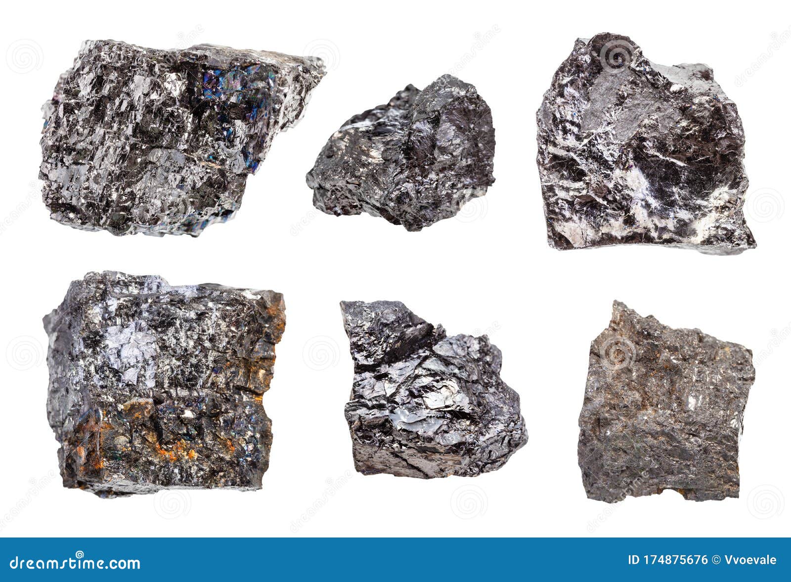 Set of Various Bituminous Coal Black Coal Rocks Stock Photo - Image of ...