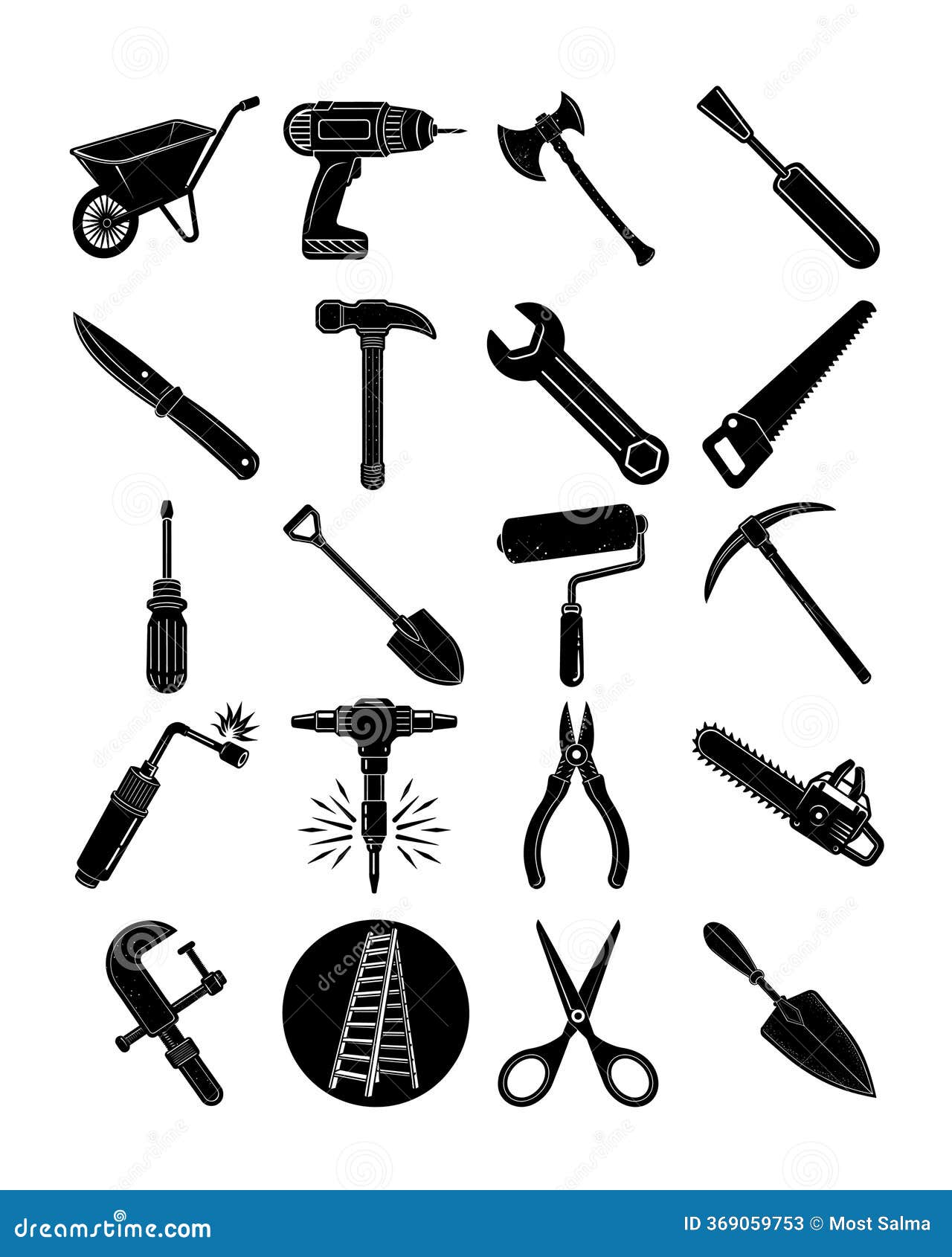 Common Handyman Working Hammer. Outline Sketch. Hand Drawing Is ...