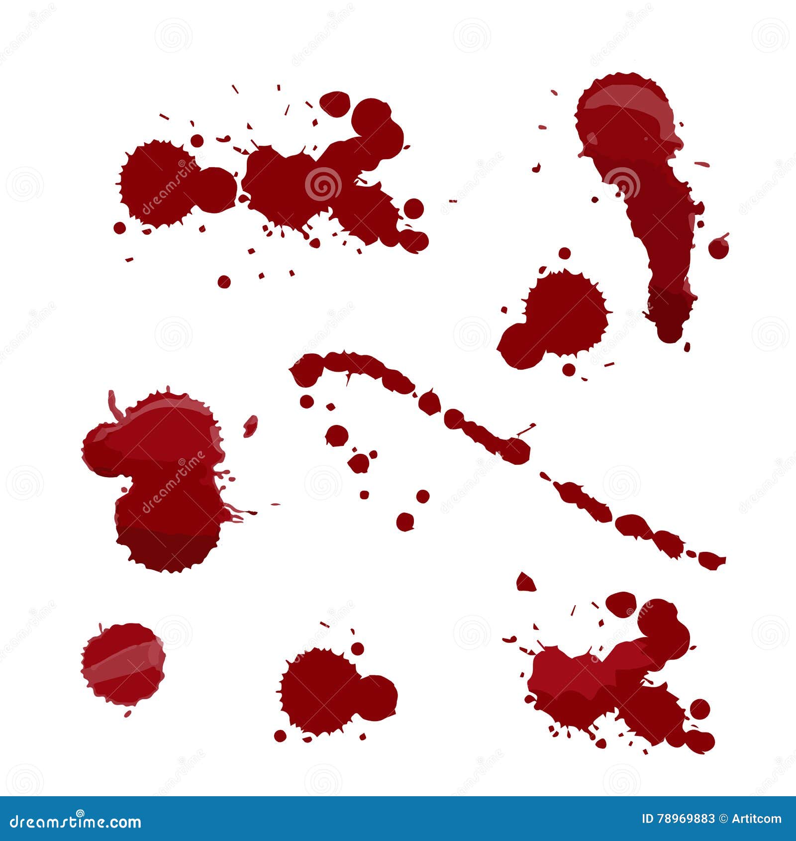 Set Of Various Blood Or Paint Splatters. All Elements Are Not Gr ...
