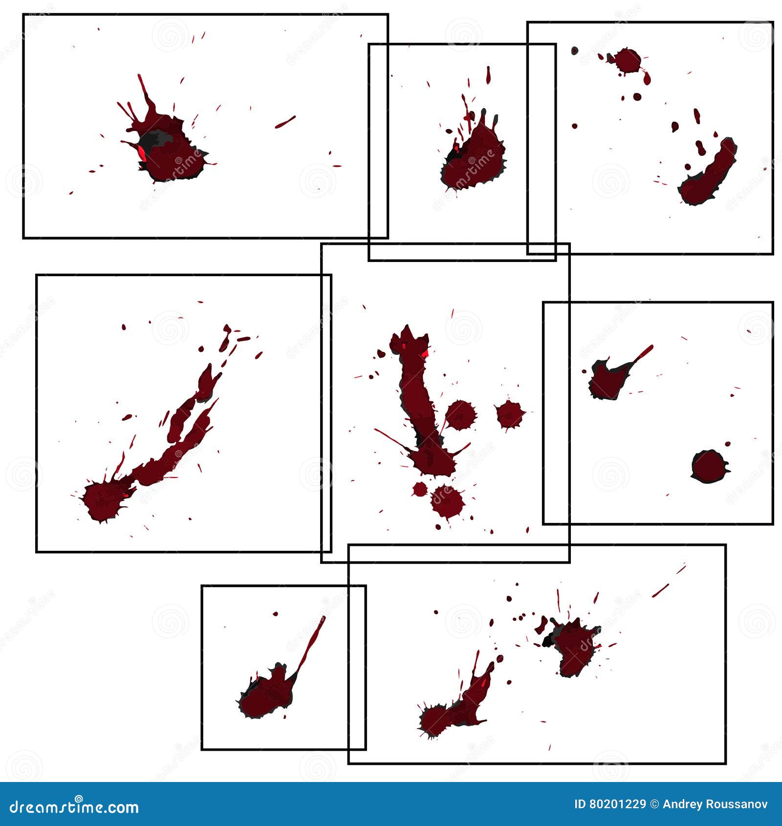 Set Of Various Blood Or Paint Splatters. Cartoon Vector | CartoonDealer ...