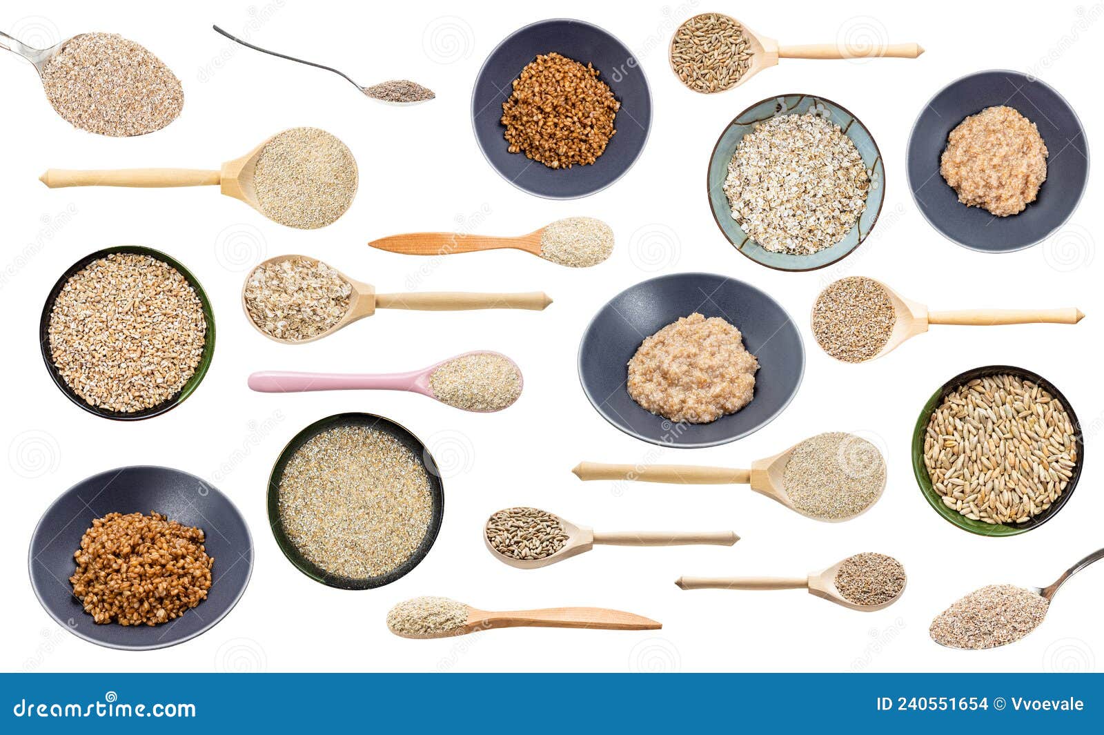 Set of Various Boiled and Raw Rye Grains Isolated Stock Photo - Image ...