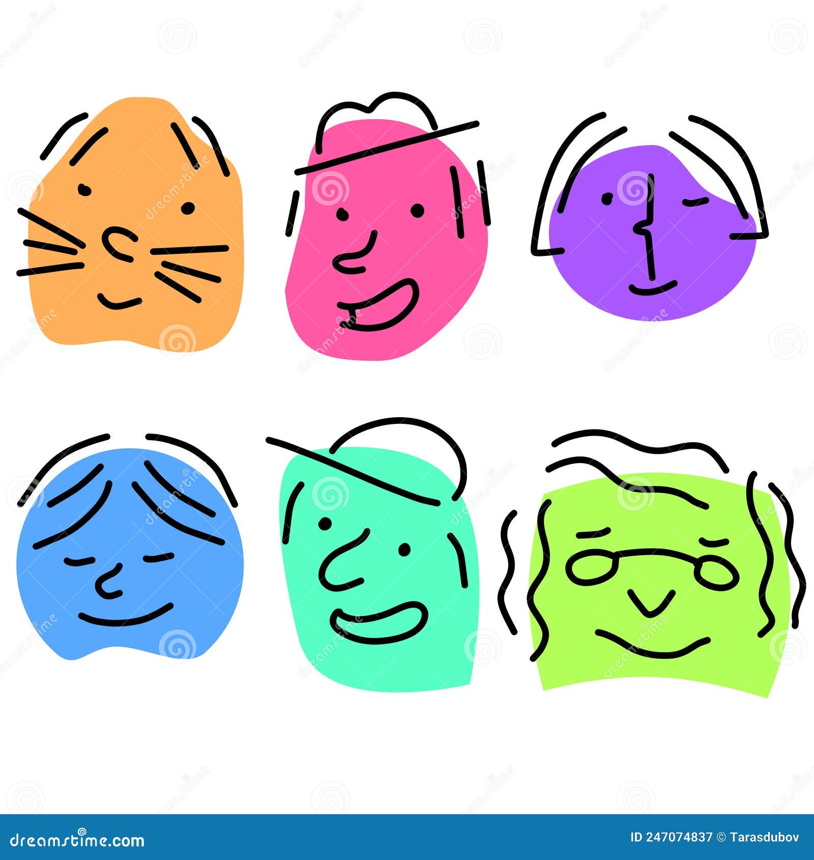 Set of Various Bright Basic Geometric Figures with Face Emotions. Stock ...