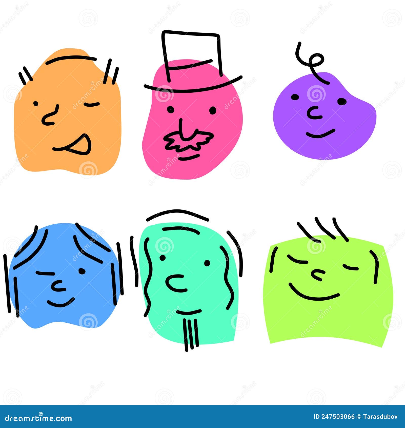 Set of Various Bright Basic Geometric Figures with Face Emotions. Stock ...