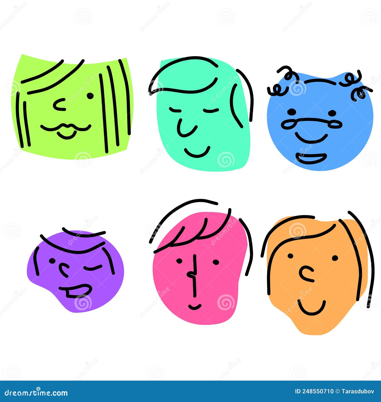 Set of Various Bright Basic Geometric Figures with Face Emotions. Stock ...