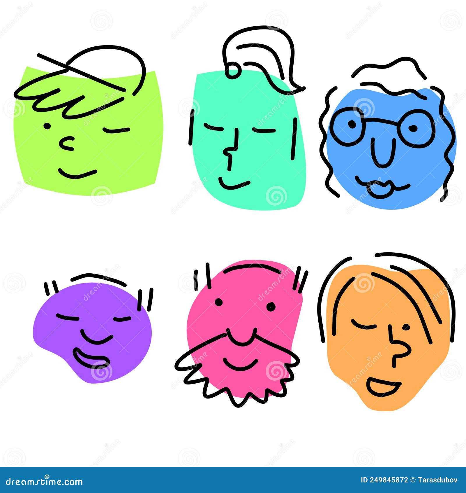 Set of Various Bright Basic Geometric Figures with Face Emotions. Stock ...