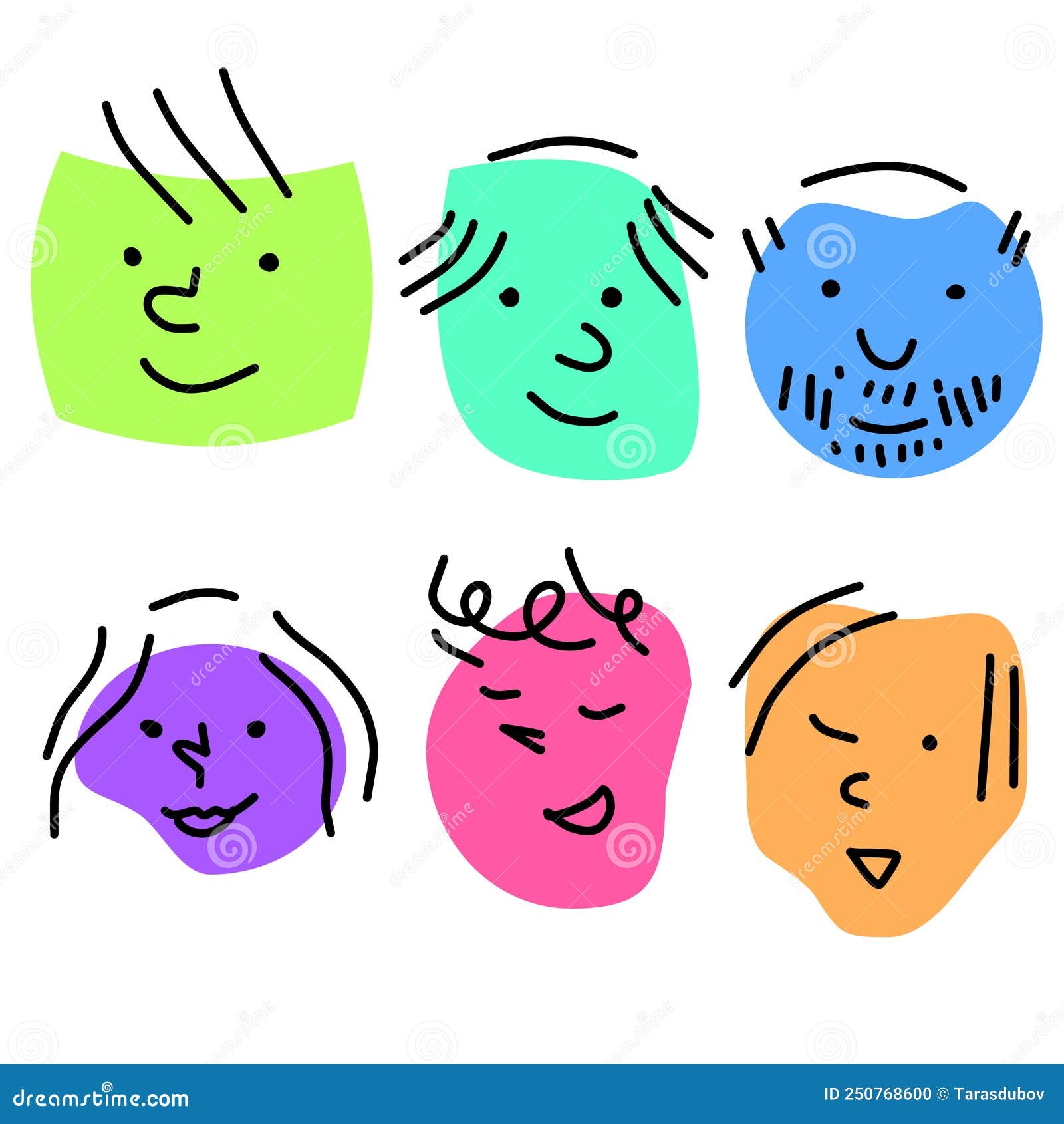 Set of Various Bright Basic Geometric Figures with Face Emotions. Stock ...