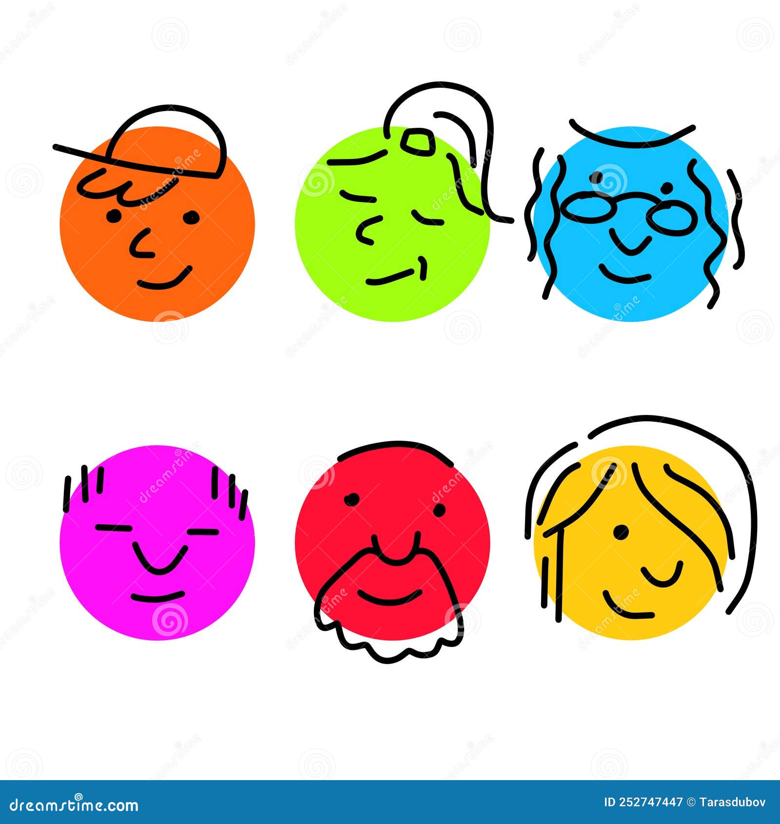 Set of Various Bright Basic Geometric Figures with Face Emotions. Stock ...