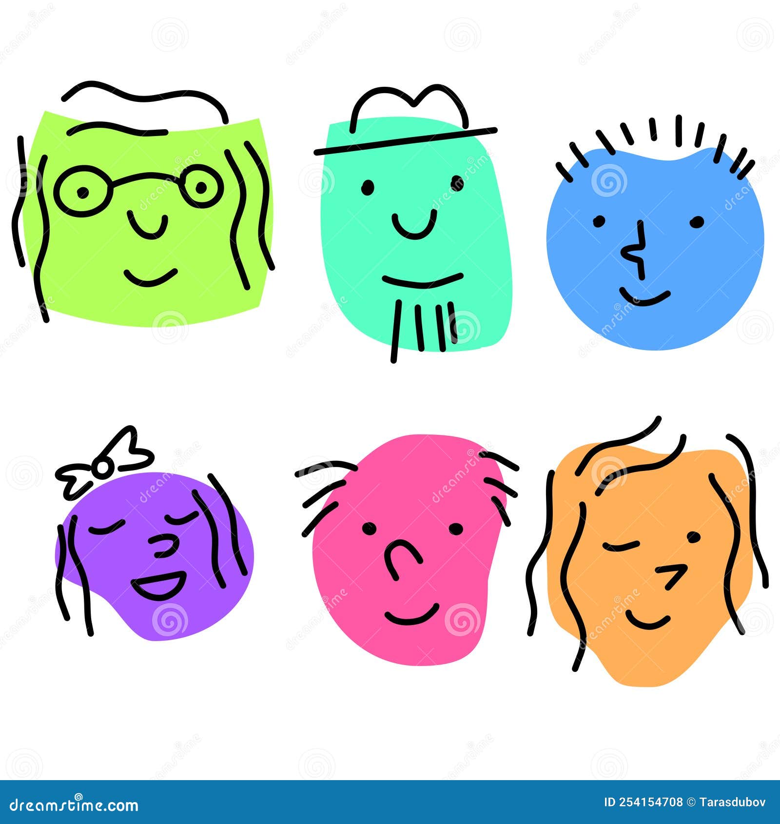 Set of Various Bright Basic Geometric Figures with Face Emotions. Stock ...