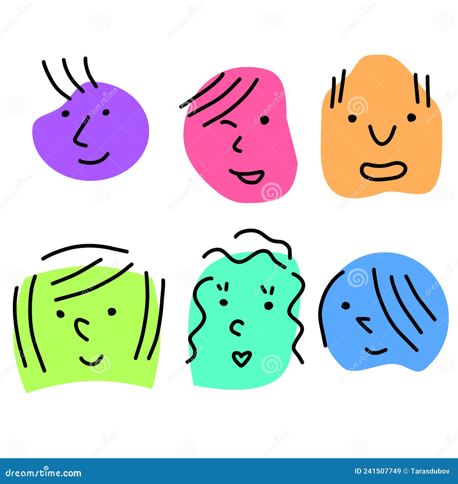 Set of Various Bright Basic Geometric Figures with Face Emotions. Stock ...