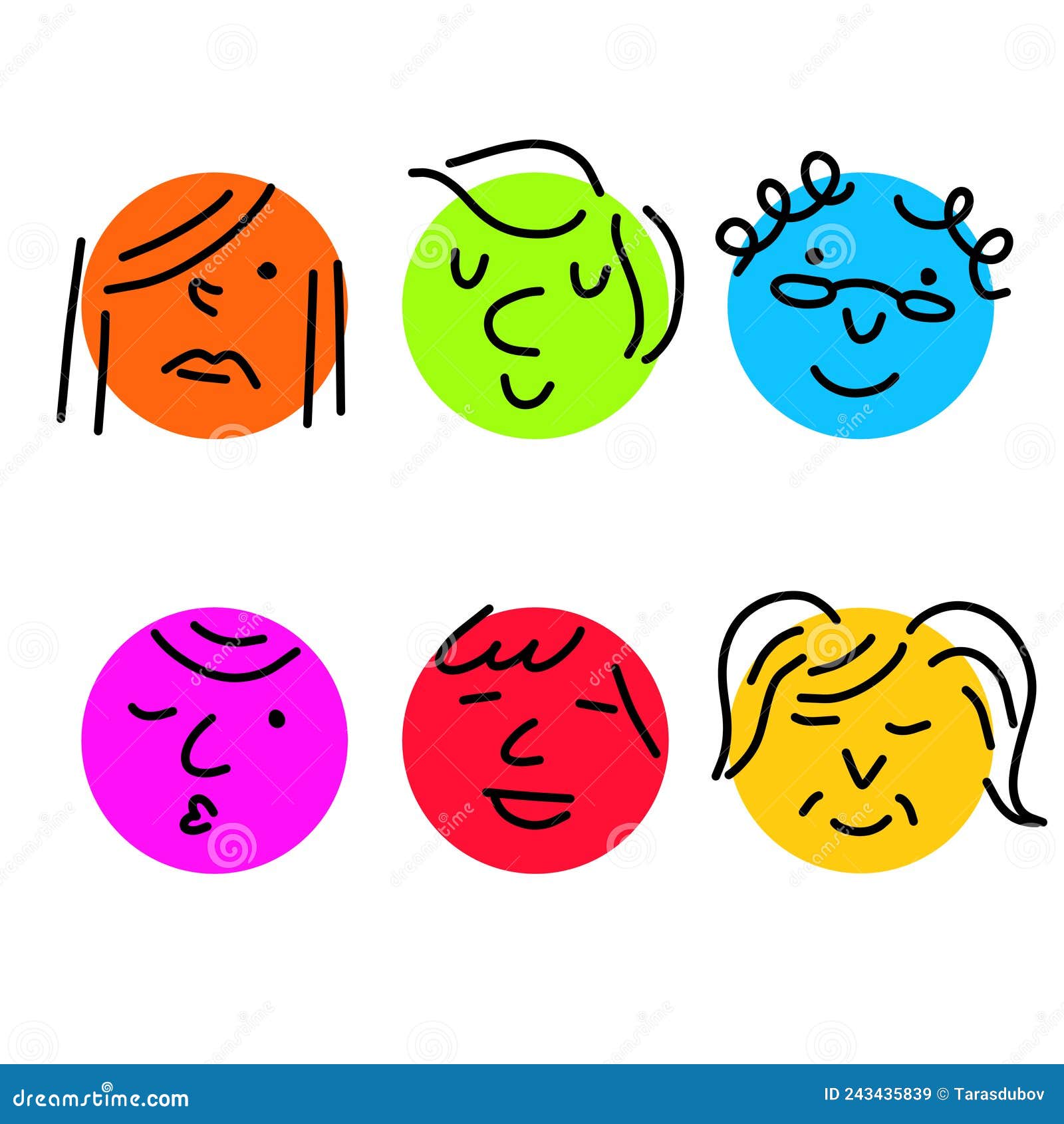 Set of Various Bright Basic Geometric Figures with Face Emotions. Stock ...