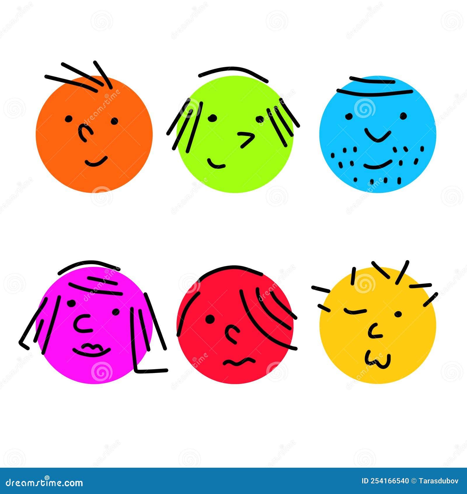 Set of Various Bright Basic Geometric Figures with Face Emotions. Stock ...