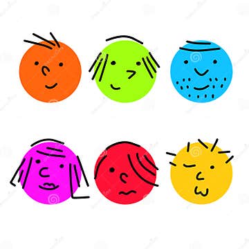 Set of Various Bright Basic Geometric Figures with Face Emotions. Stock ...