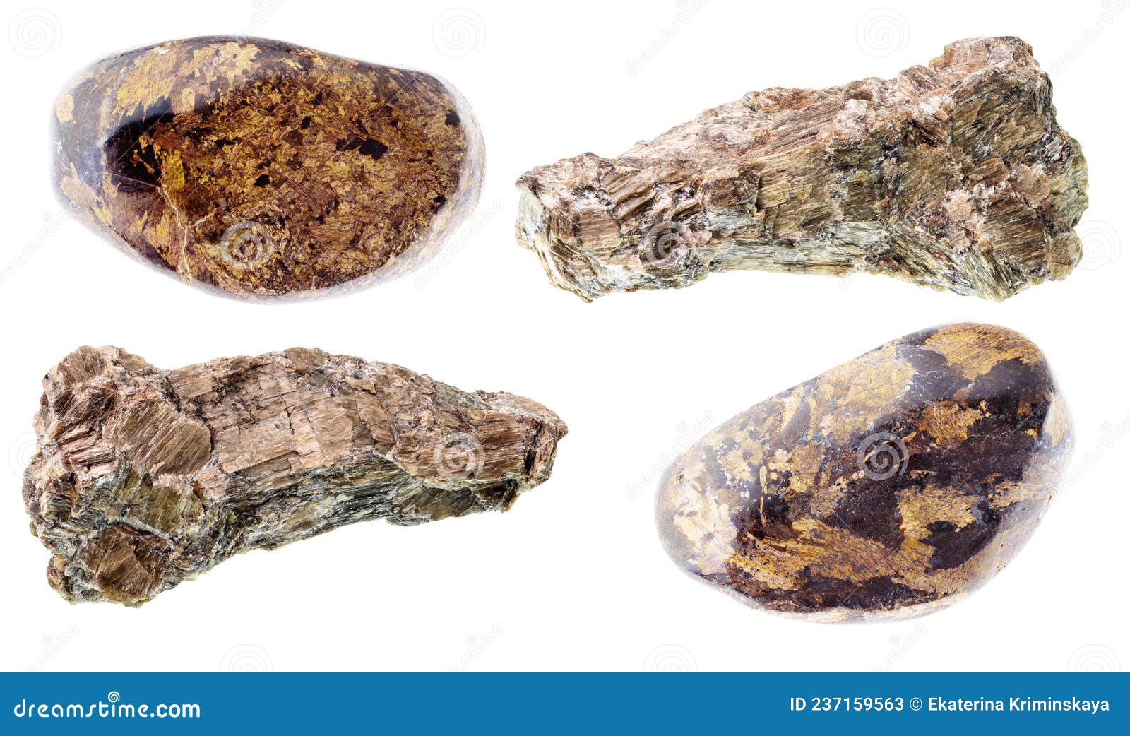 Set of Various Bronzite Stones Cutout on White Stock Image - Image of ...