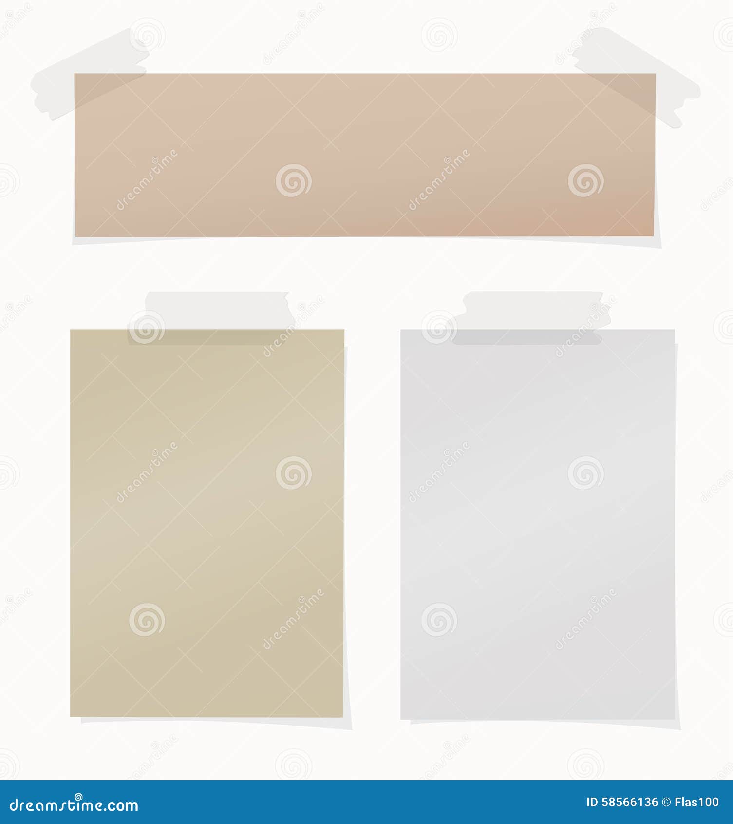 Set of Various Brown, Gray Note Papers on White Stock Vector ...