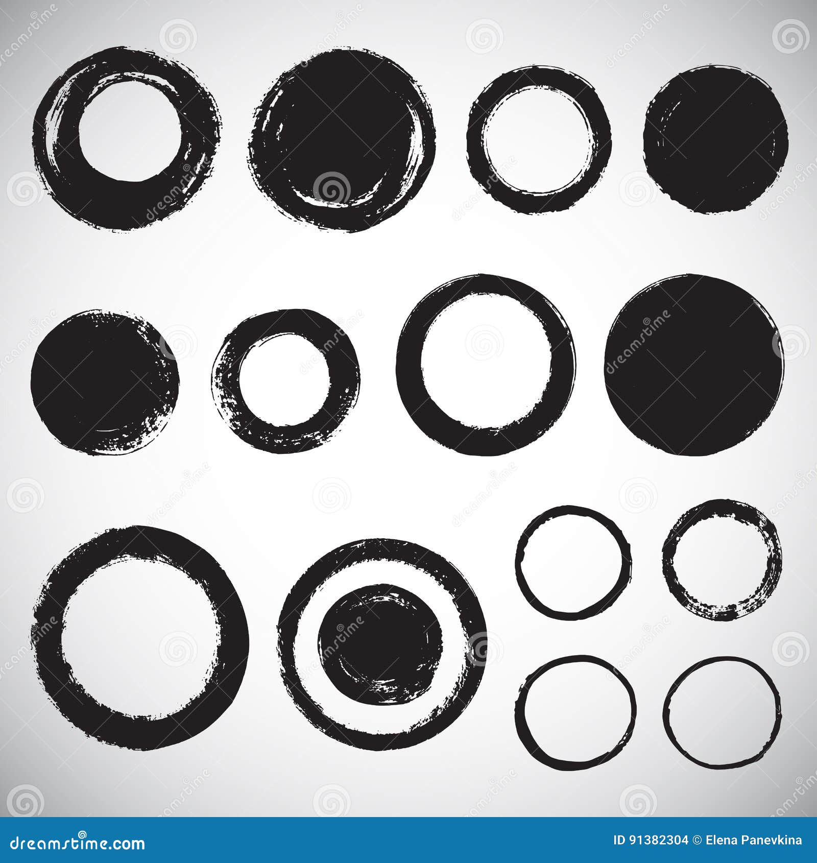 Set of Various Brush Drawn Circles, Round Frames Stock Vector ...