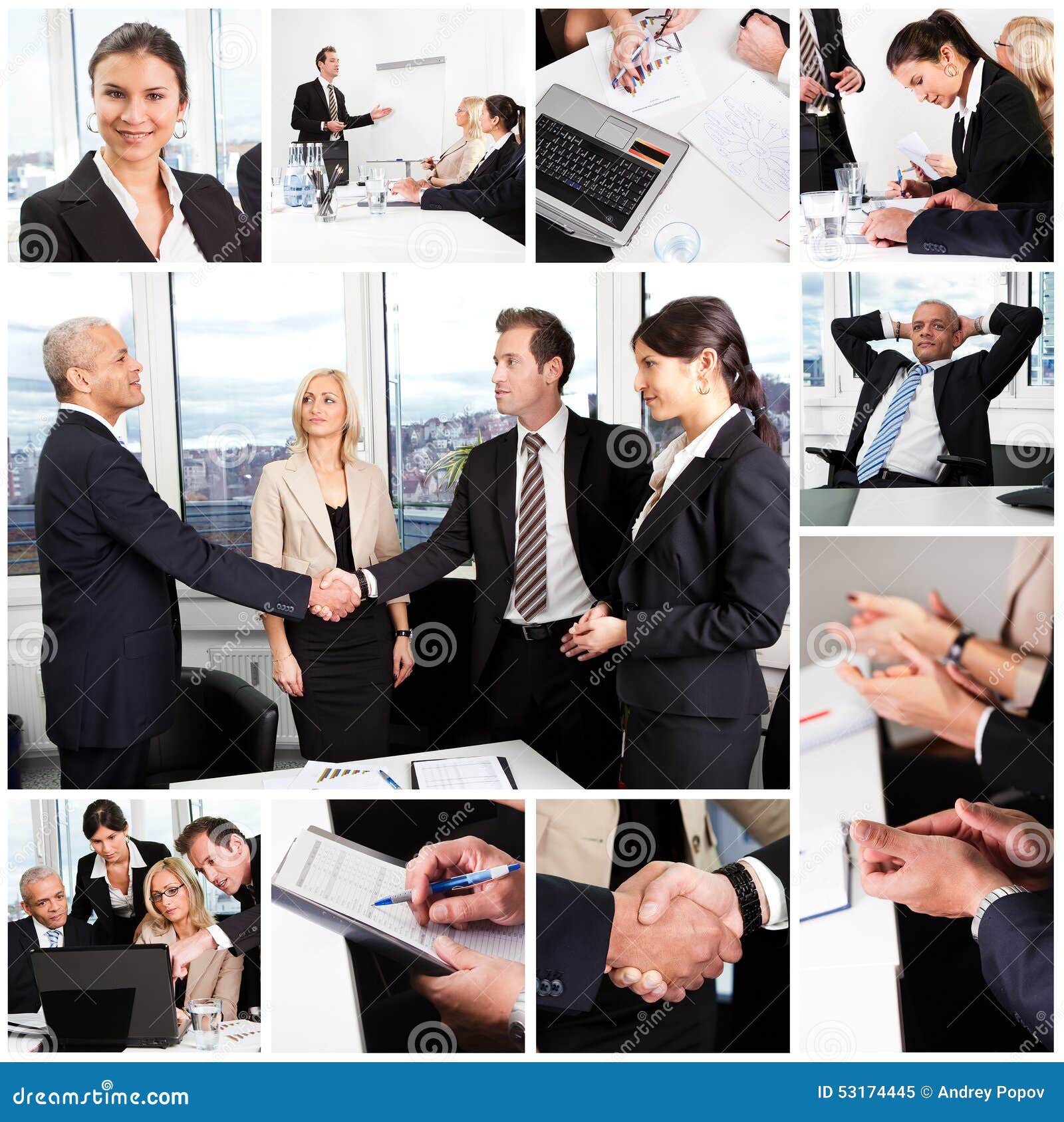 Set of Various Business Images Stock Image - Image of handshake, laptop ...