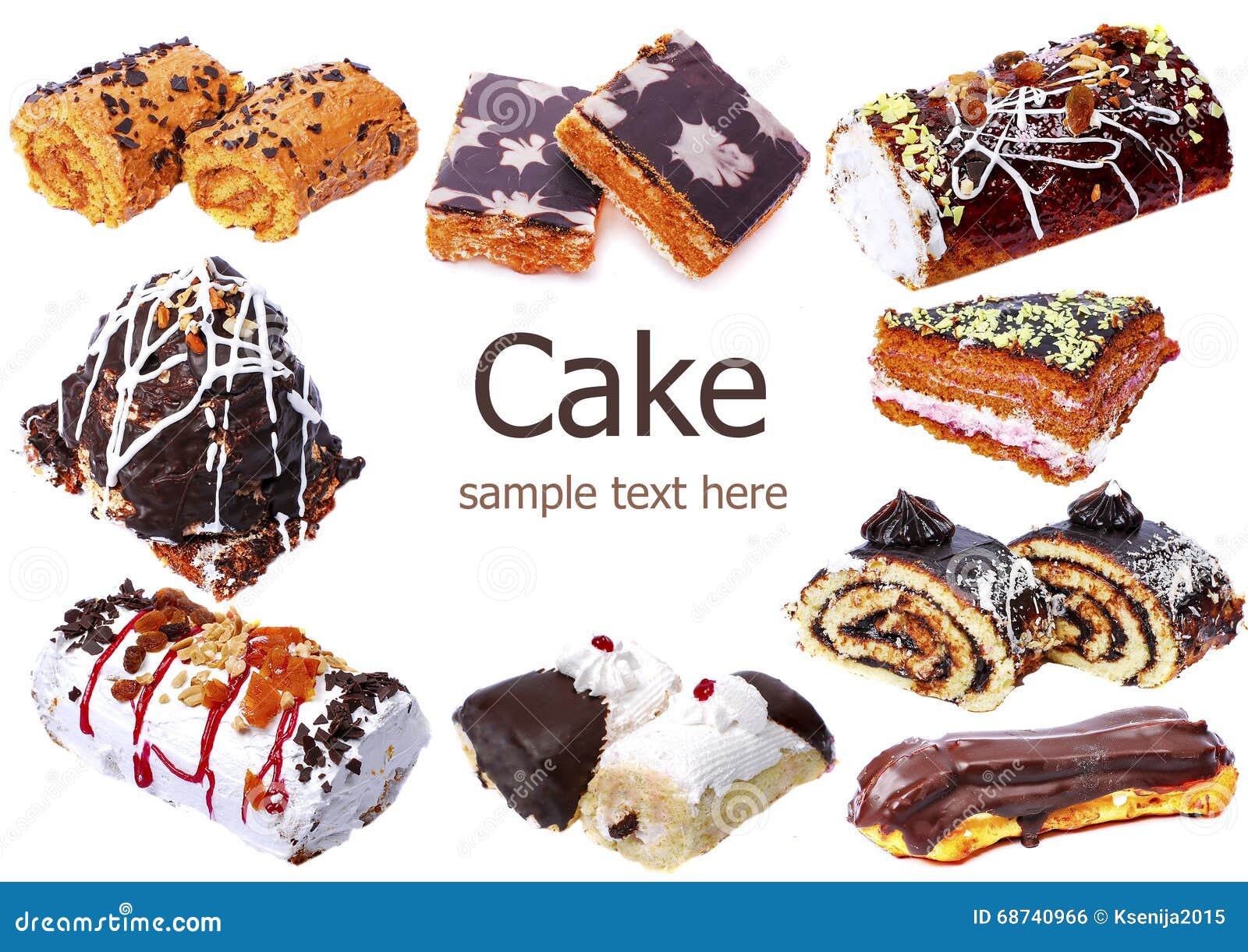 Set of Various Cakes Isolated on White Background Stock Photo - Image ...