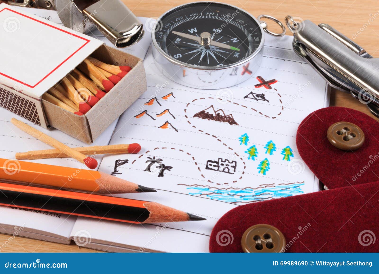 A Set of Various Camping Equipment. Boy Scout with Camping Tourist ... A Set of Various Camping Equipment. Boy Scout with Camping Tourist ...