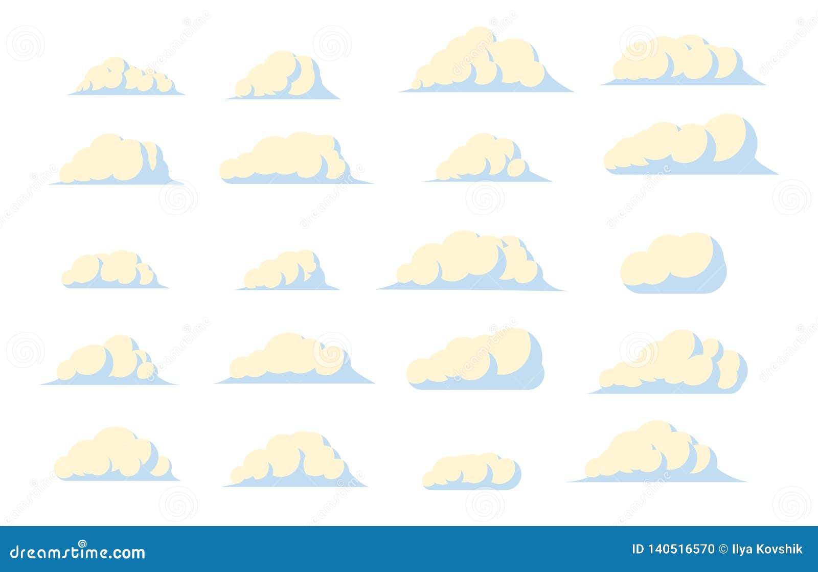 Set of Various Cartoon Clouds. Flat Illustration. Stock Vector ...