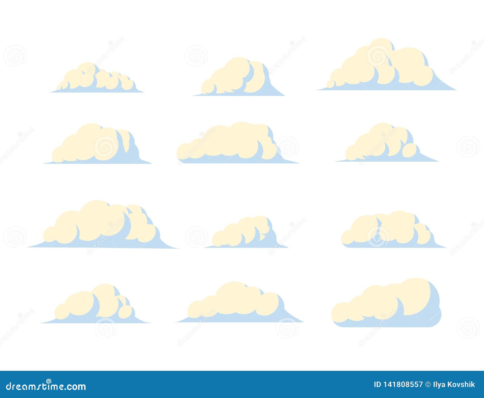 Set of Various Cartoon Clouds. Flat Illustration. Stock Vector ...