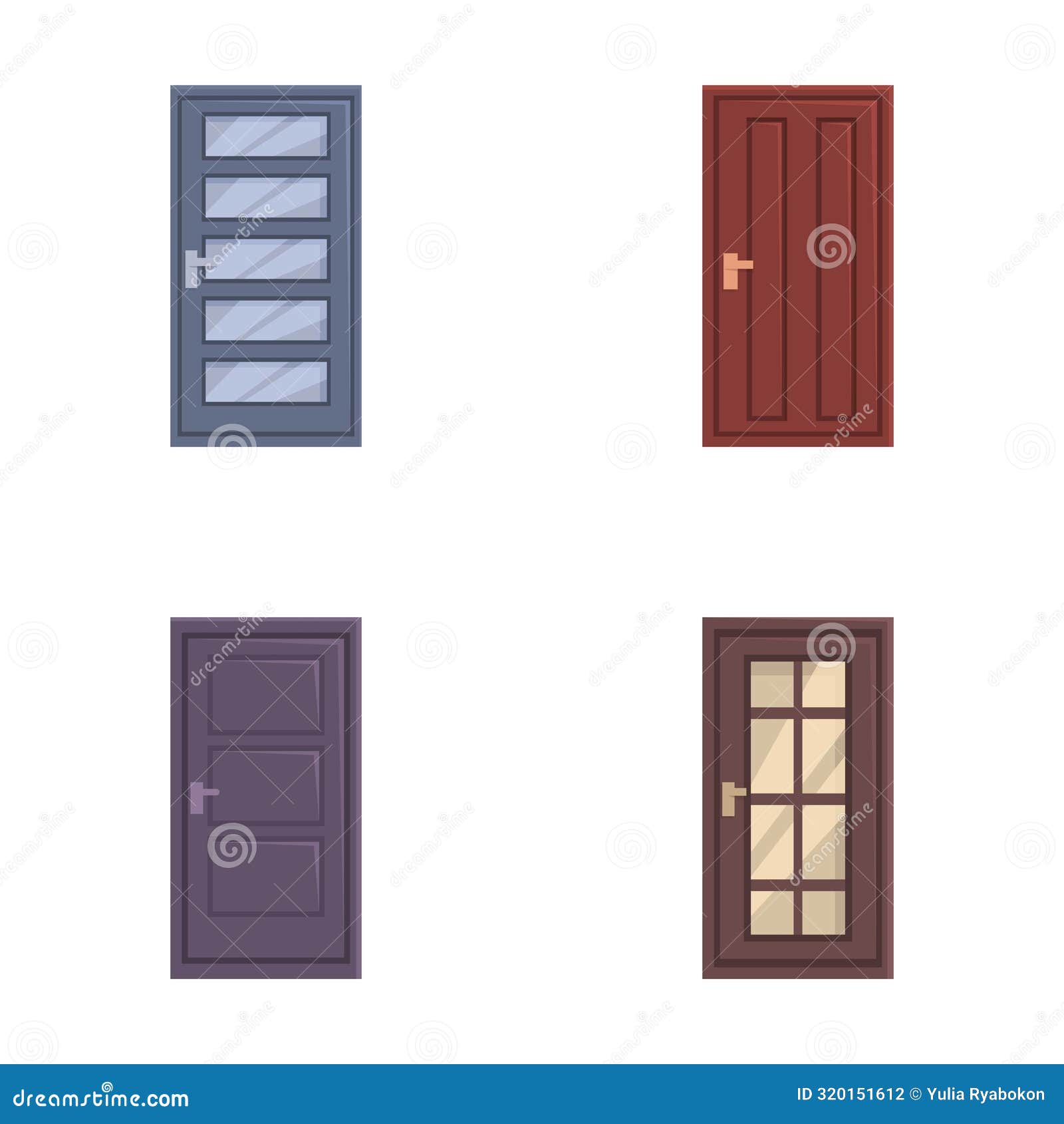 Set of Various Cartoon Doors Isolated on White Stock Vector ...