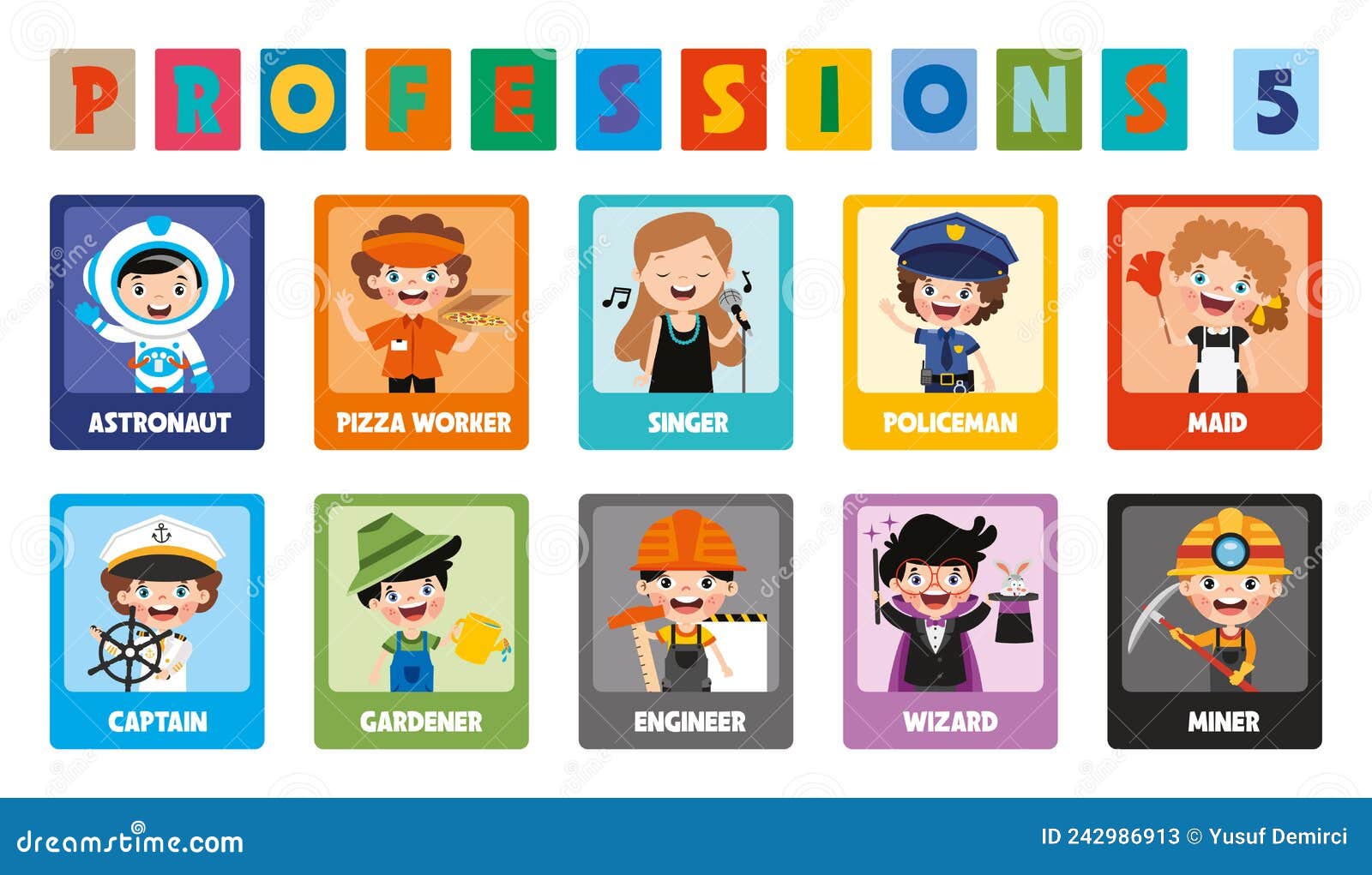 Set of Various Cartoon Professions Stock Vector - Illustration of ...