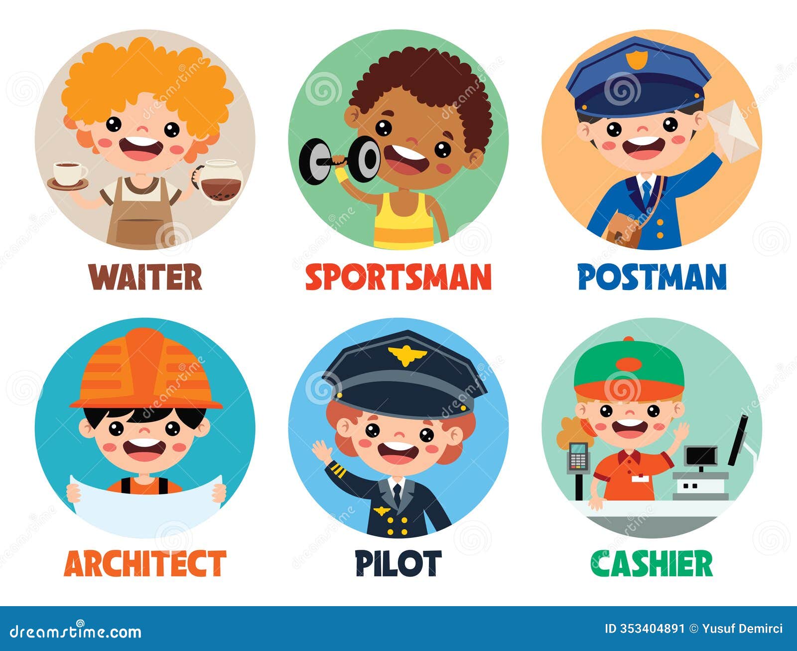 Set of Various Cartoon Professions Stock Illustration - Illustration of ...