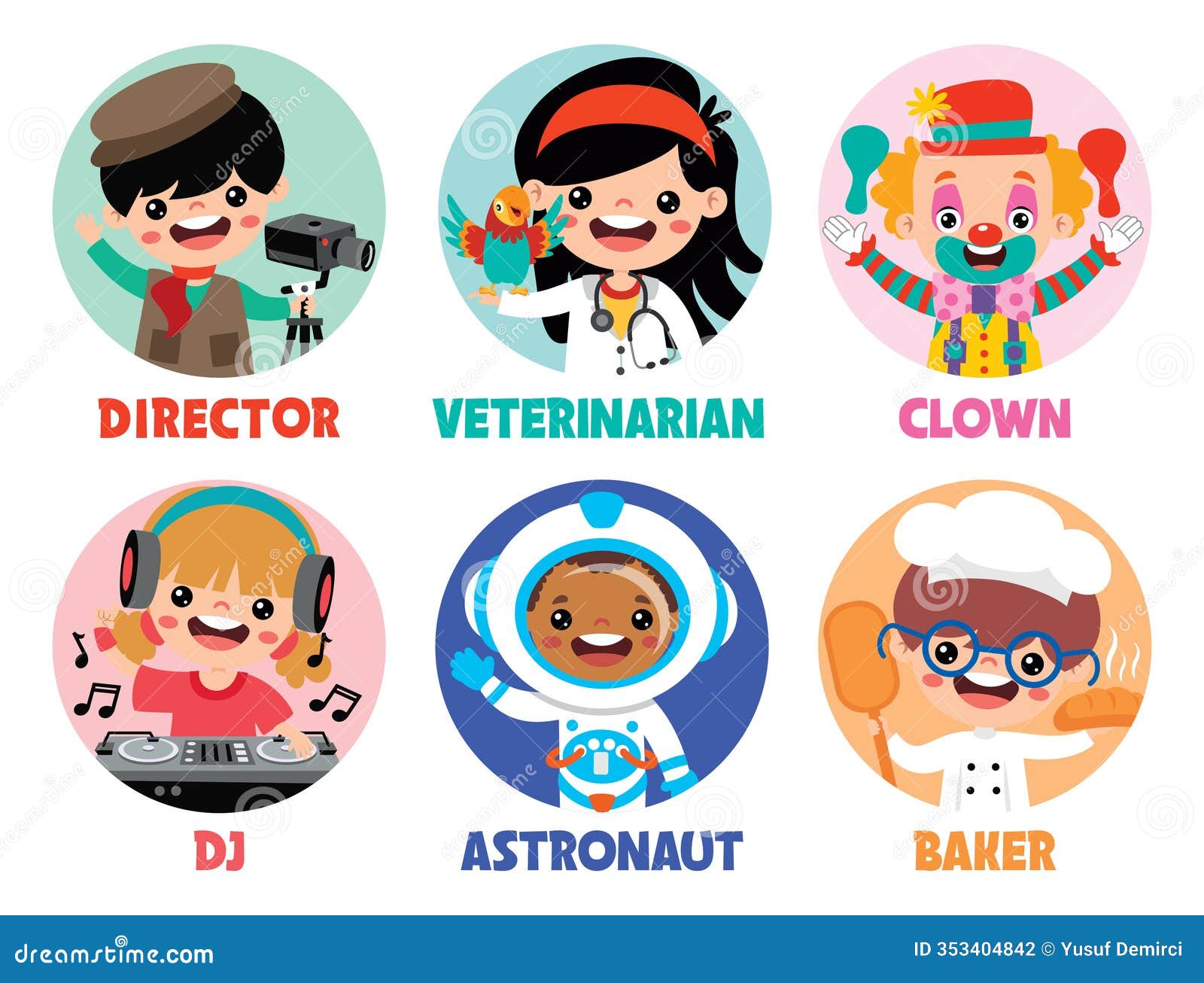 Set of Various Cartoon Professions Stock Illustration - Illustration of ...