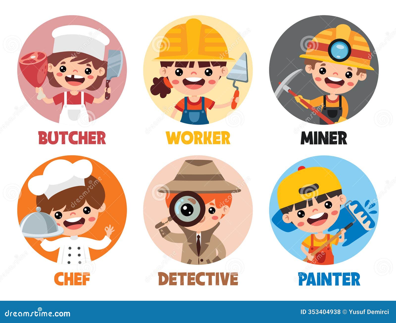 Set Of Various Cartoon Professions Stock Photo | CartoonDealer.com ...