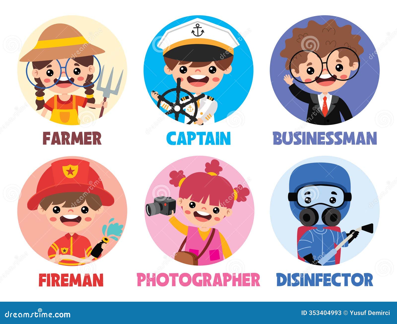 Set of Various Cartoon Professions Stock Illustration - Illustration of ...
