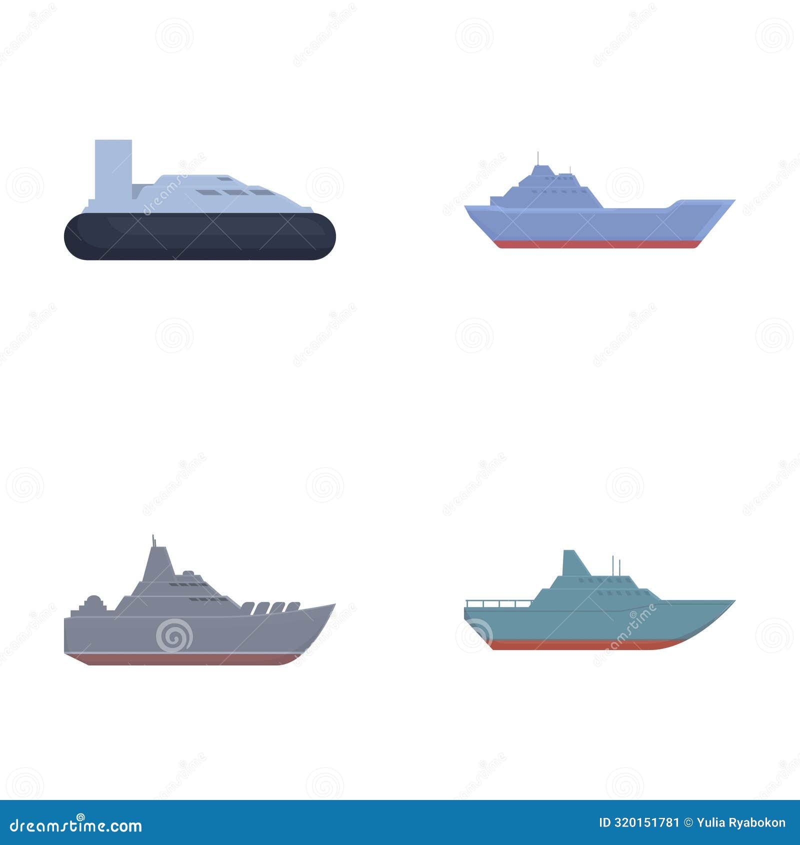 Set of Various Cartoon Ships and Vessels Stock Vector - Illustration of ...