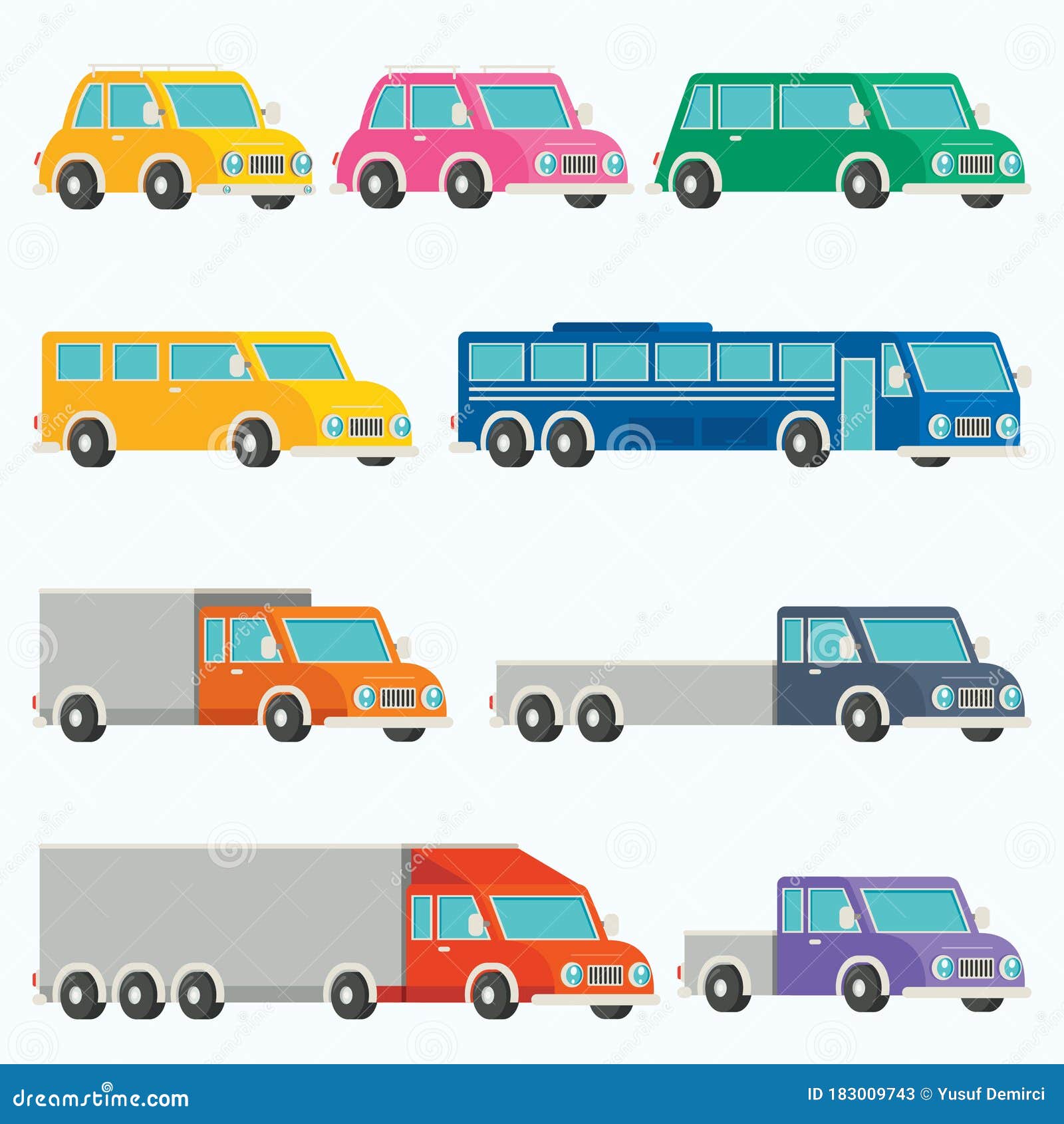Set of Various Cartoon Vehicles Stock Vector - Illustration of scooter ...