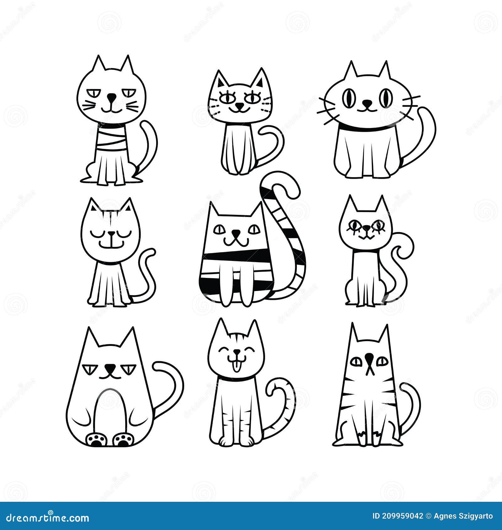 Set of Various Cats of Different Shapes and Sizes Stock Vector ...