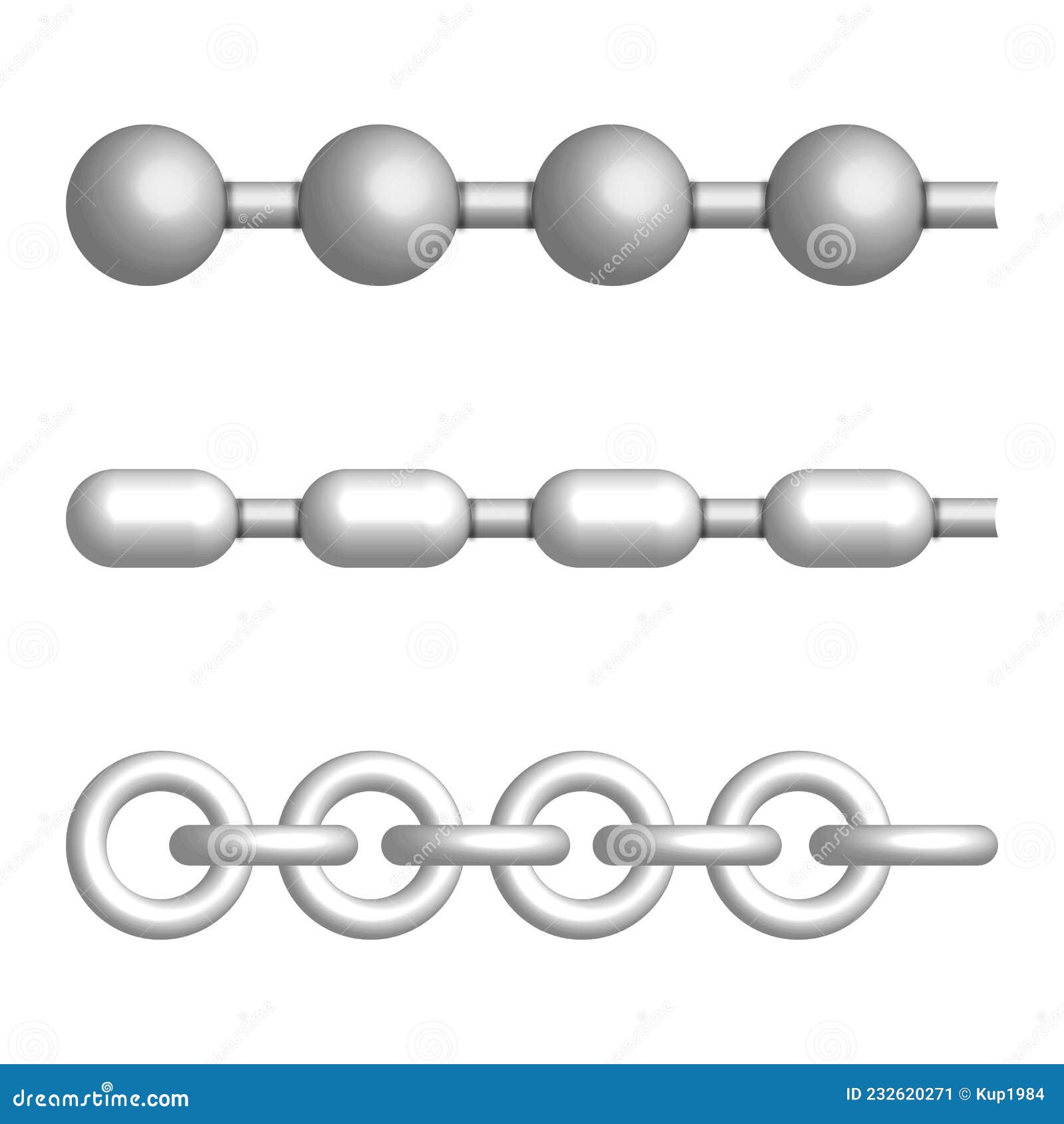 Set of Various Chains, 3D Vector Illustration Stock Vector ...