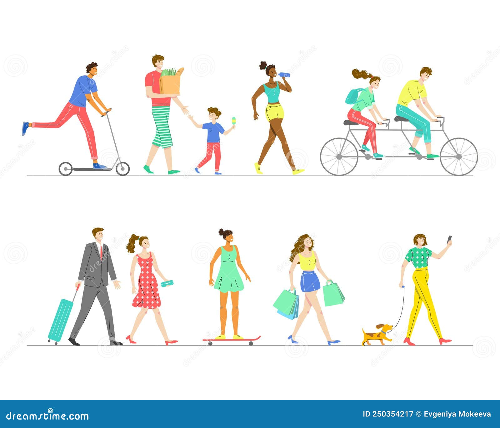 Set of Various Characters in Different Situations Stock Vector ...