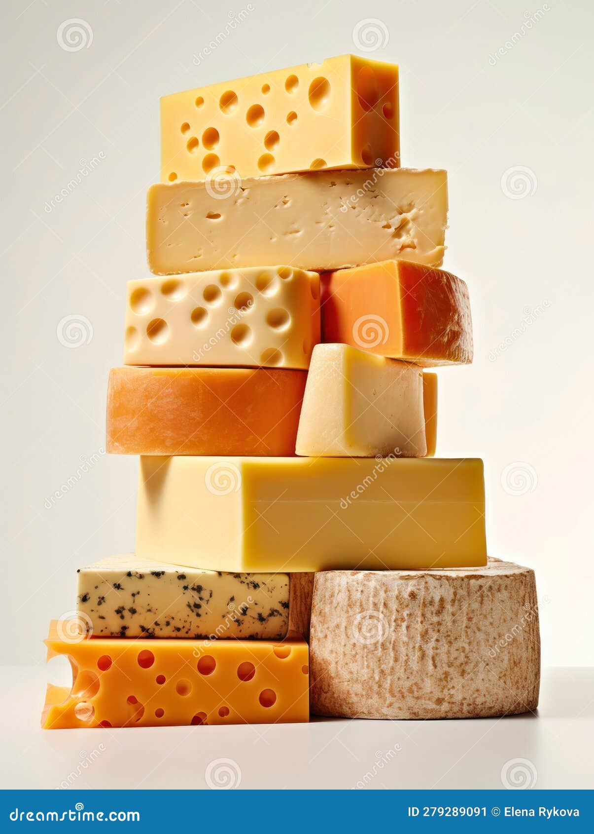 Set of Various Cheeses. Stack of Cheeses Stock Illustration ...