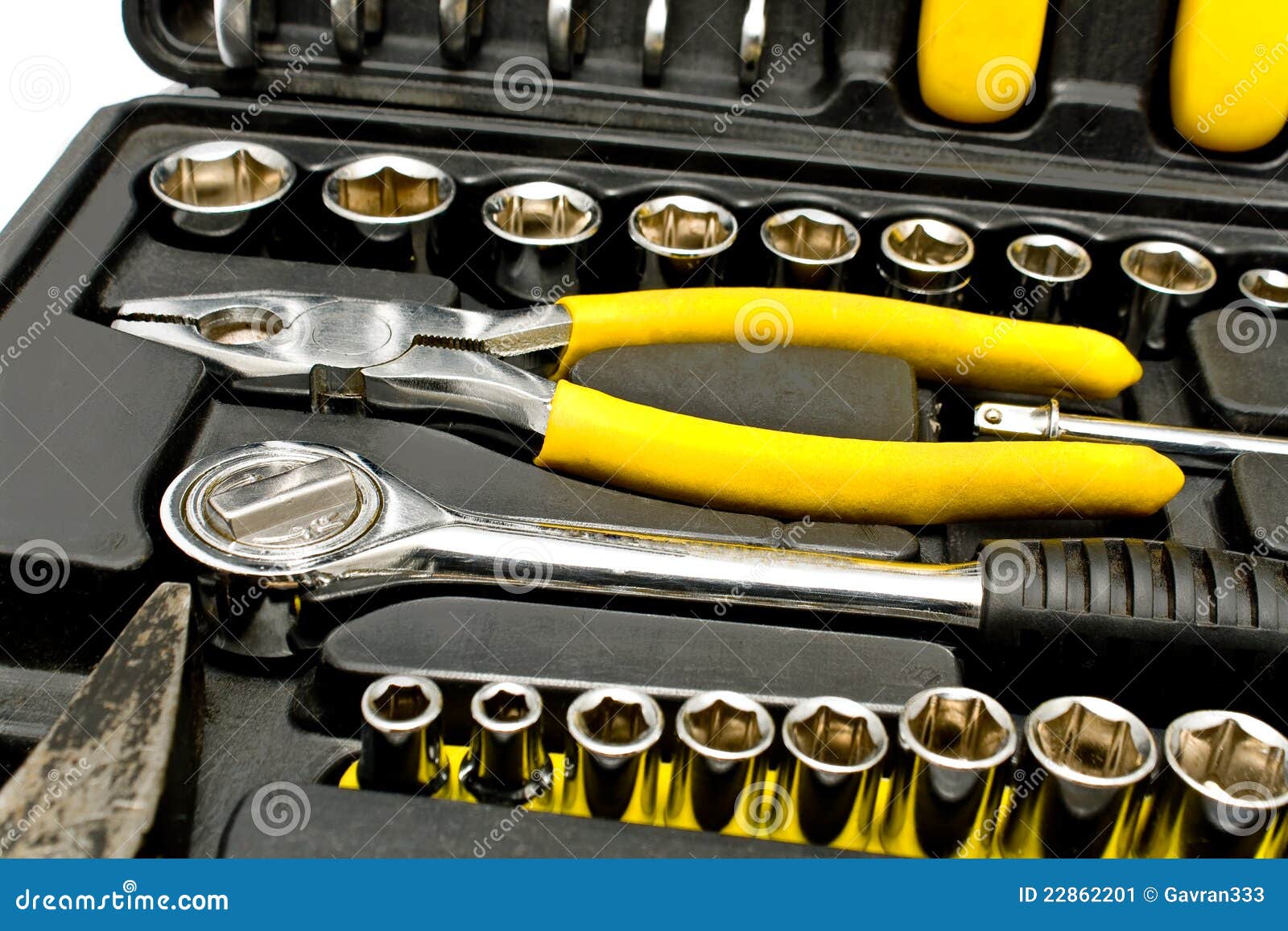 Set of Various Chrome Tools in Box Stock Image - Image of repair ...