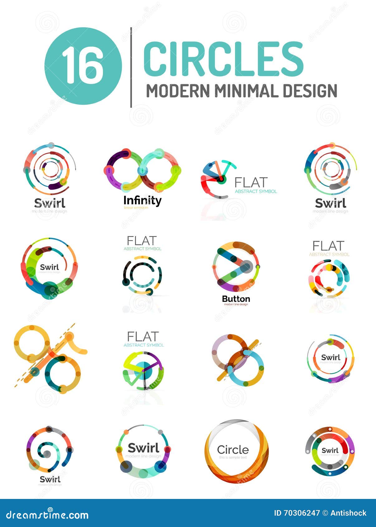 Set of Various Circle Logos Stock Illustration - Illustration of linear ...