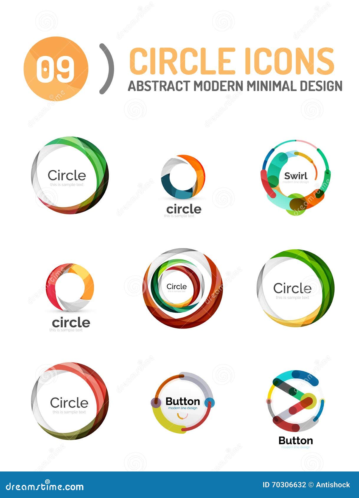 Set of Various Circle Logos Stock Illustration - Illustration of ...