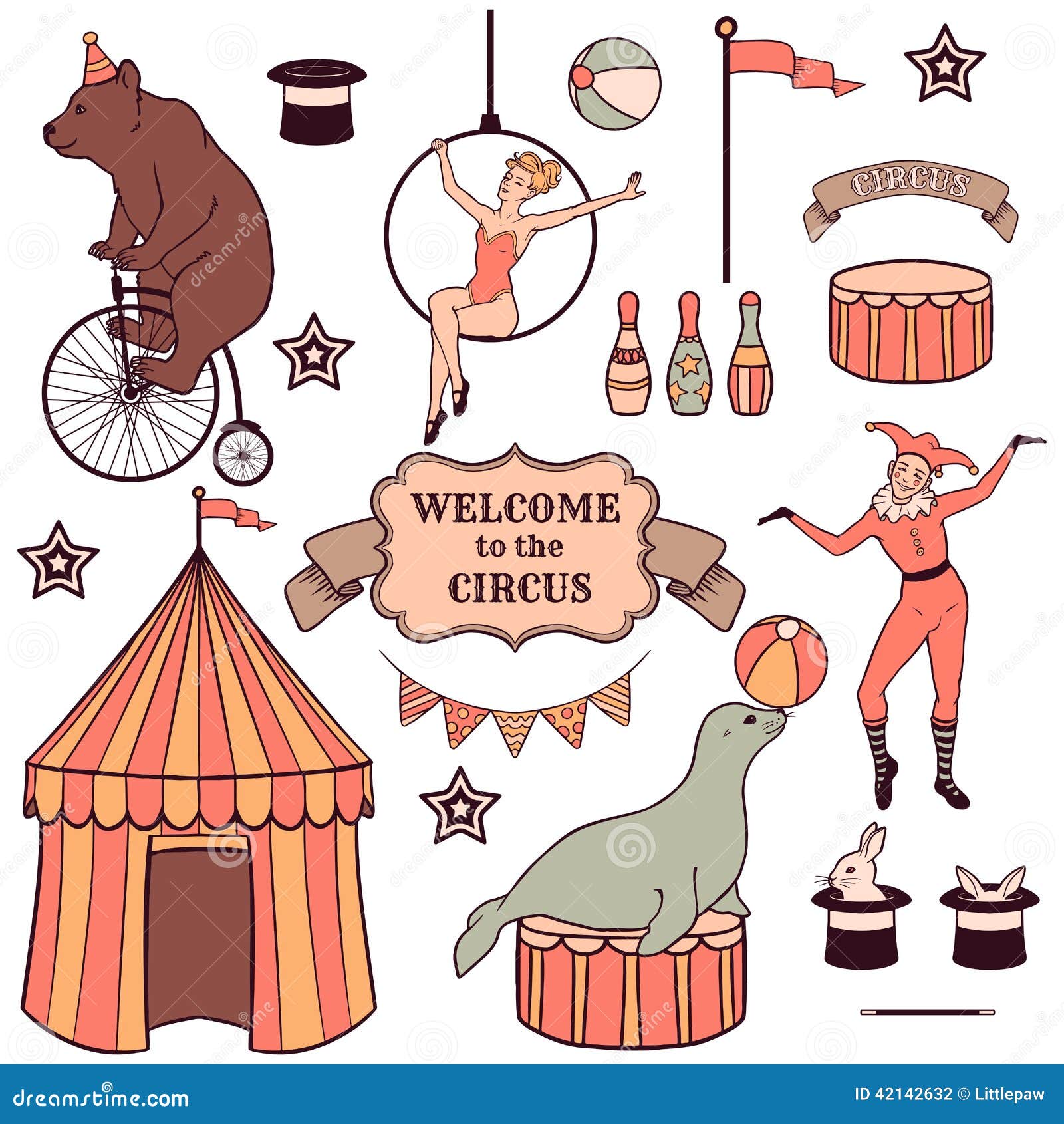 Set Of Various Circus Elements Stock Vector - Image: 42142632