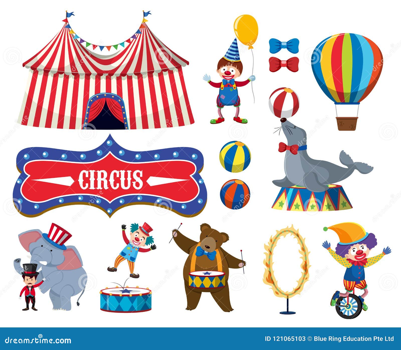Set of Various Circus Objects Stock Vector - Illustration of event ...