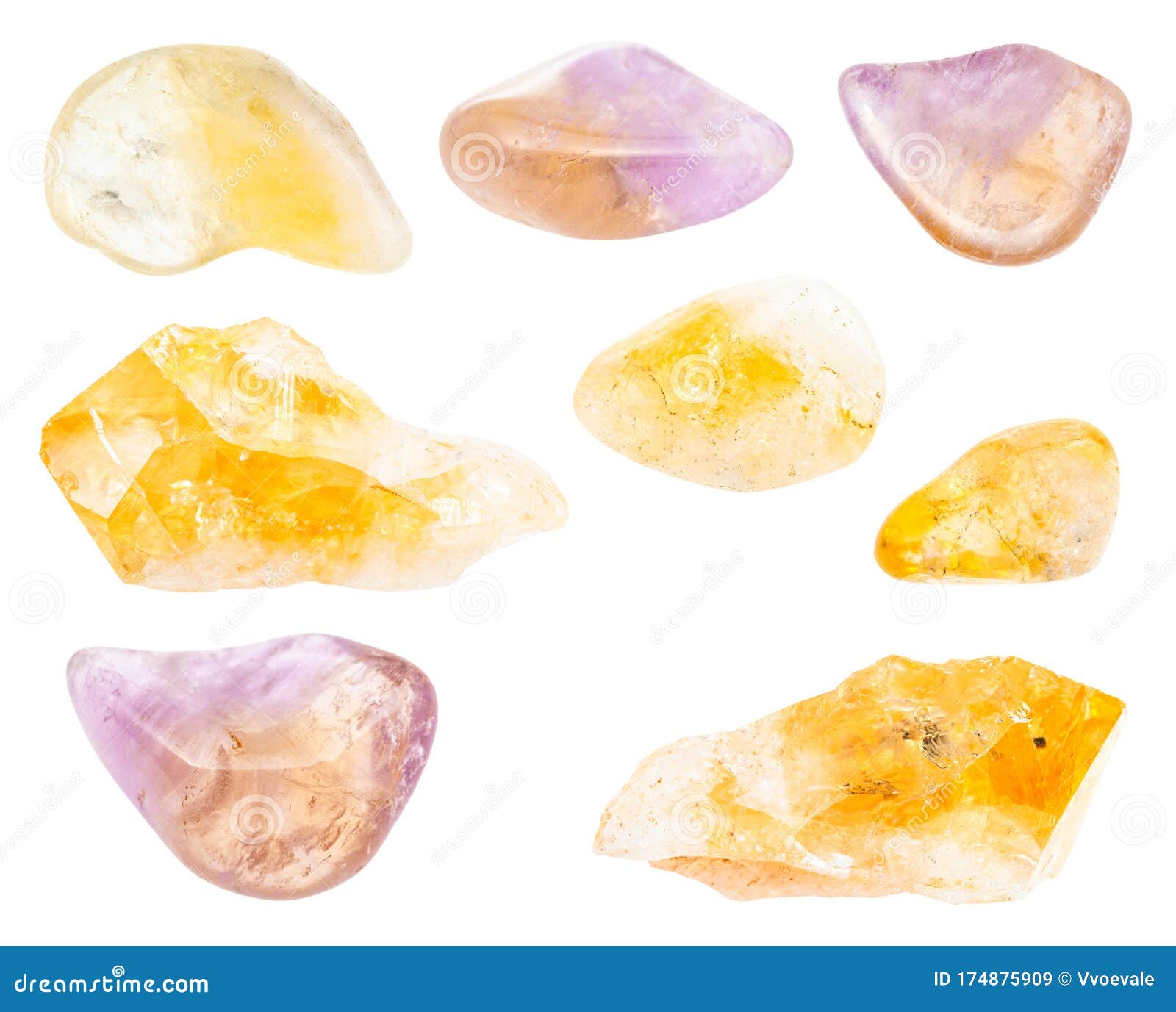Set of Various Citrine Gemstones Isolated on White Stock Image - Image ...