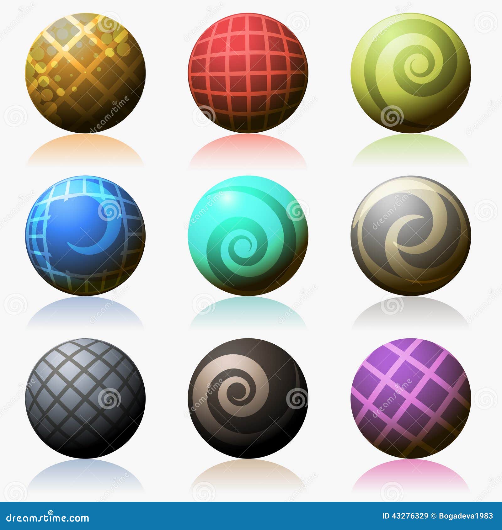 Set of Various Color Glossy Sphere Isolated on Stock Vector ...