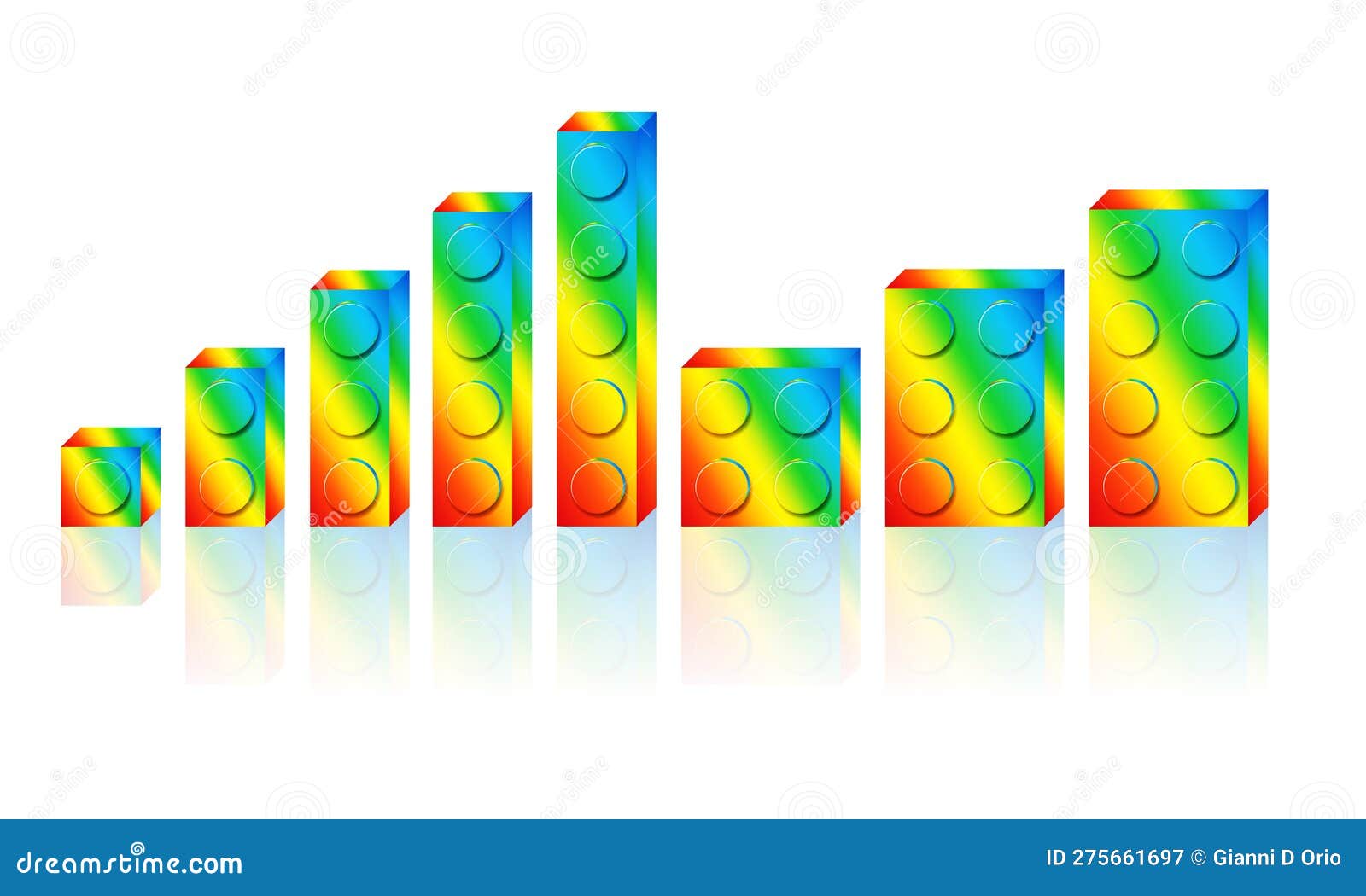 Set of Various Colored Bricks Stock Illustration - Illustration of ...