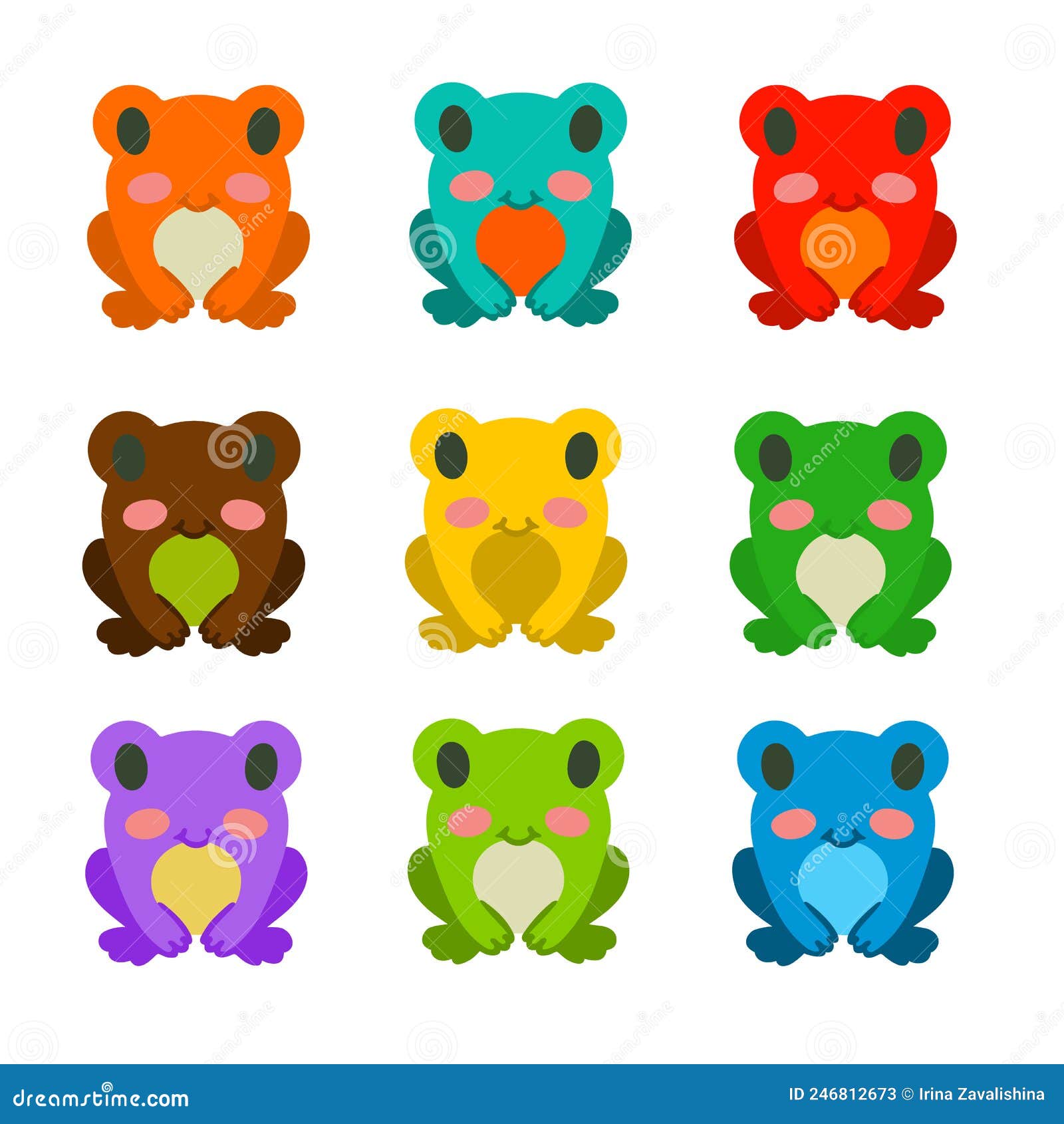 Set of Various Colored Frogs. Multicolored Exotic Frogs. Collection of ...