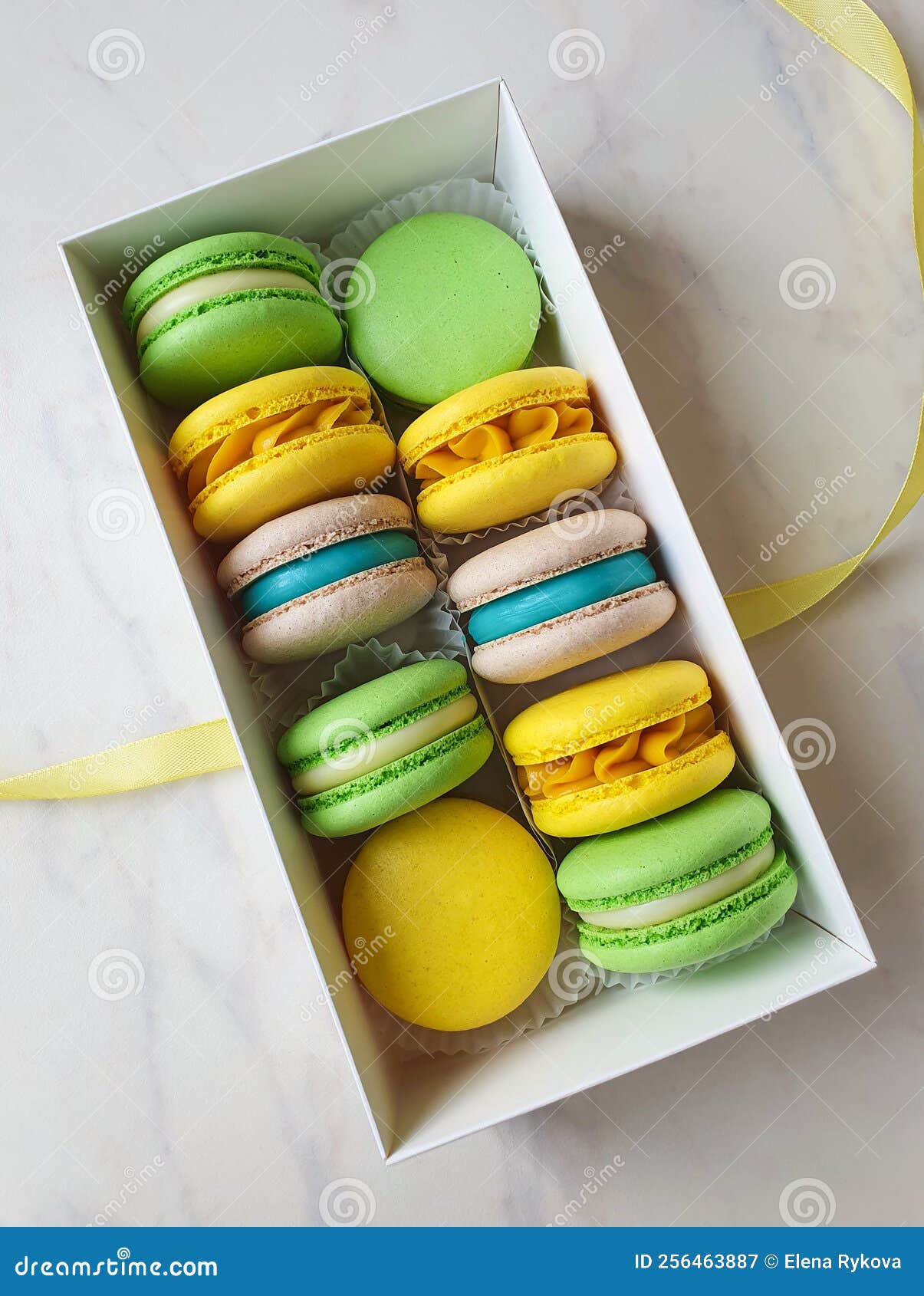 Set of Various Colored Macarons and Gift Boxes with Ribbon Stock Image ...