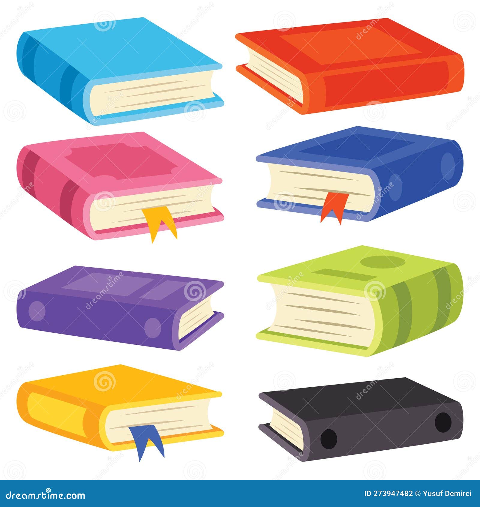 Set of Various Colorful Books Stock Illustration - Illustration of ...