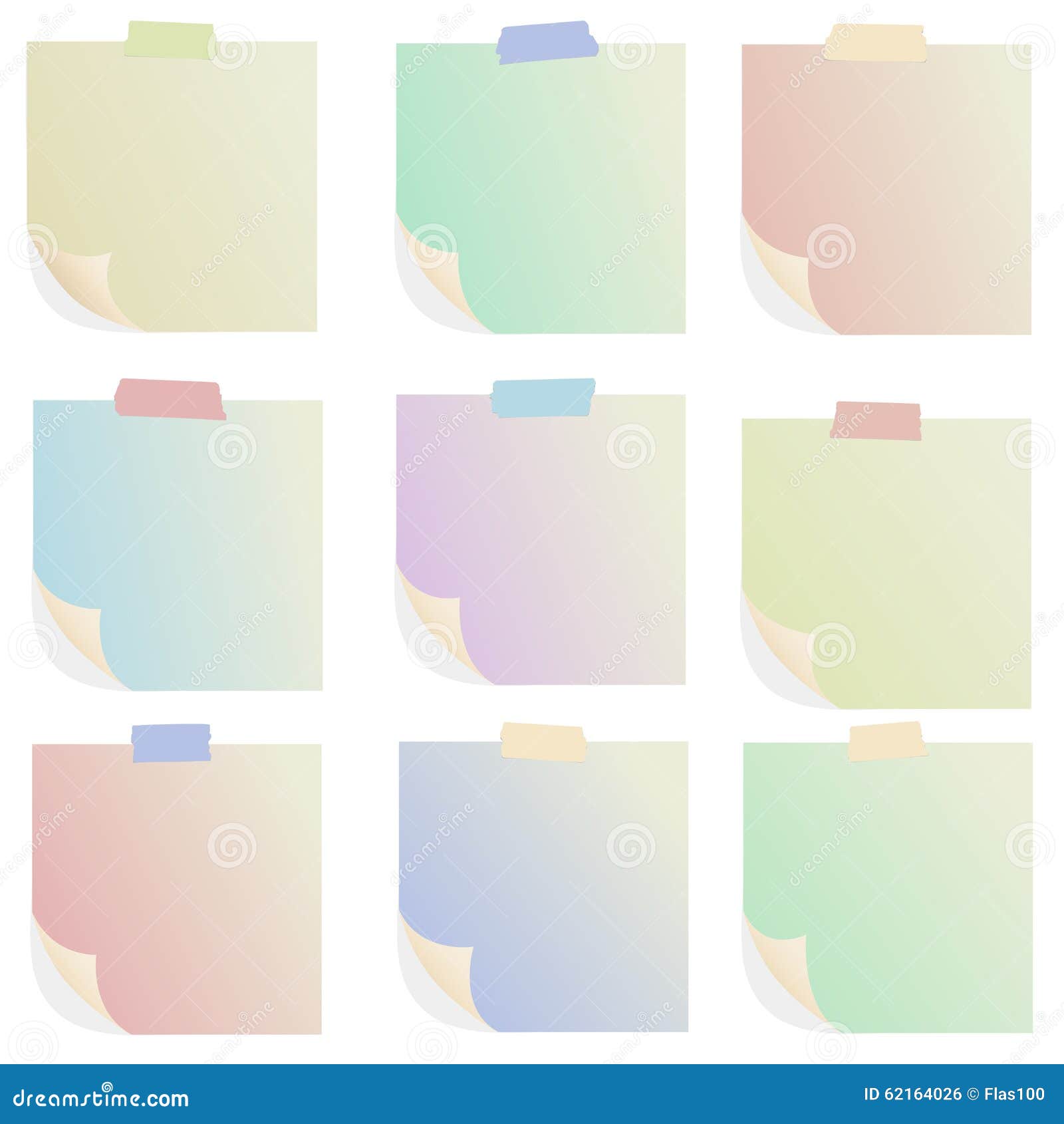 Set of Various Colorful Note Papers on White Stock Vector ...