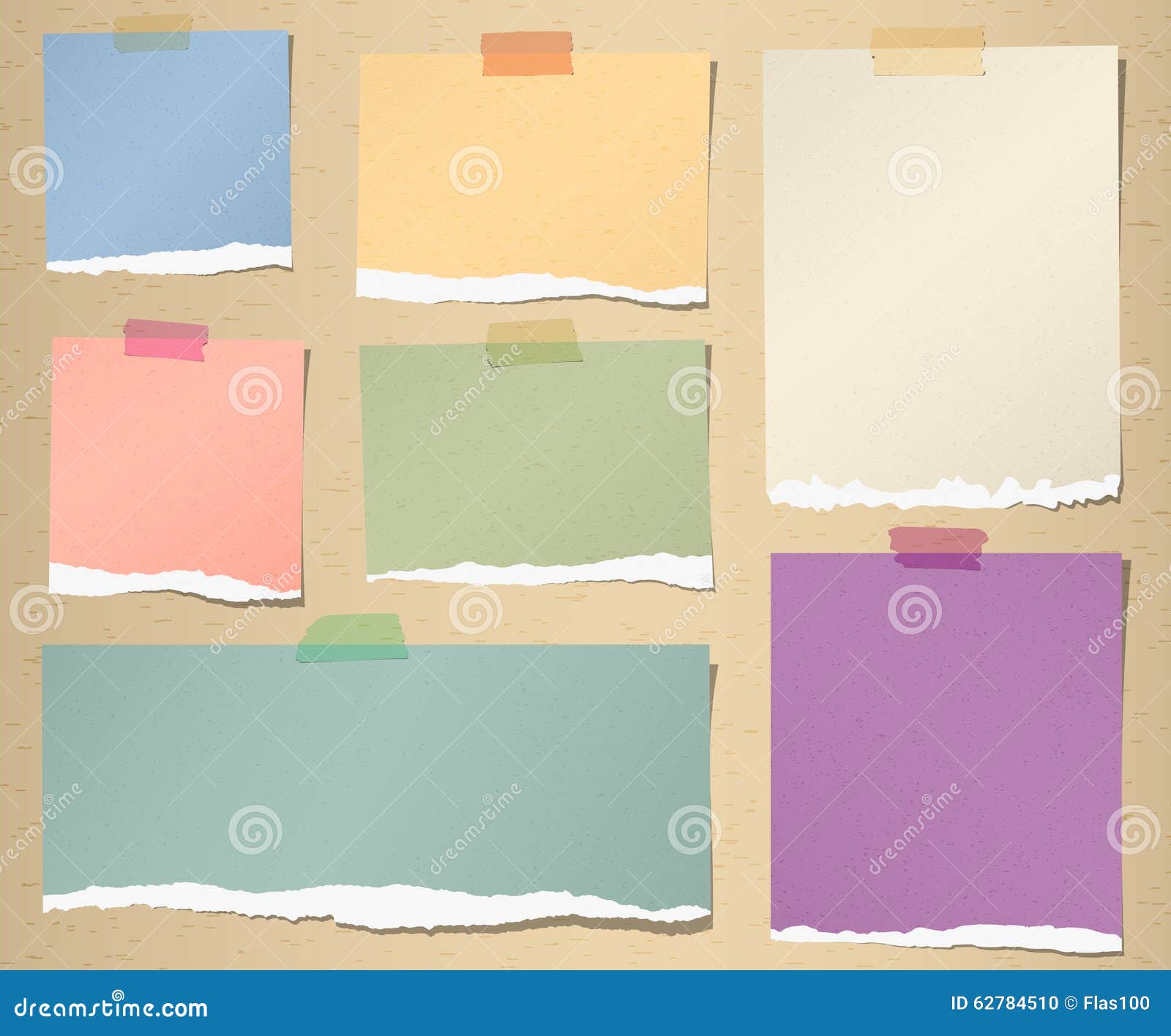 Set of Various Colorful Torn Note Papers with Stock Vector ...